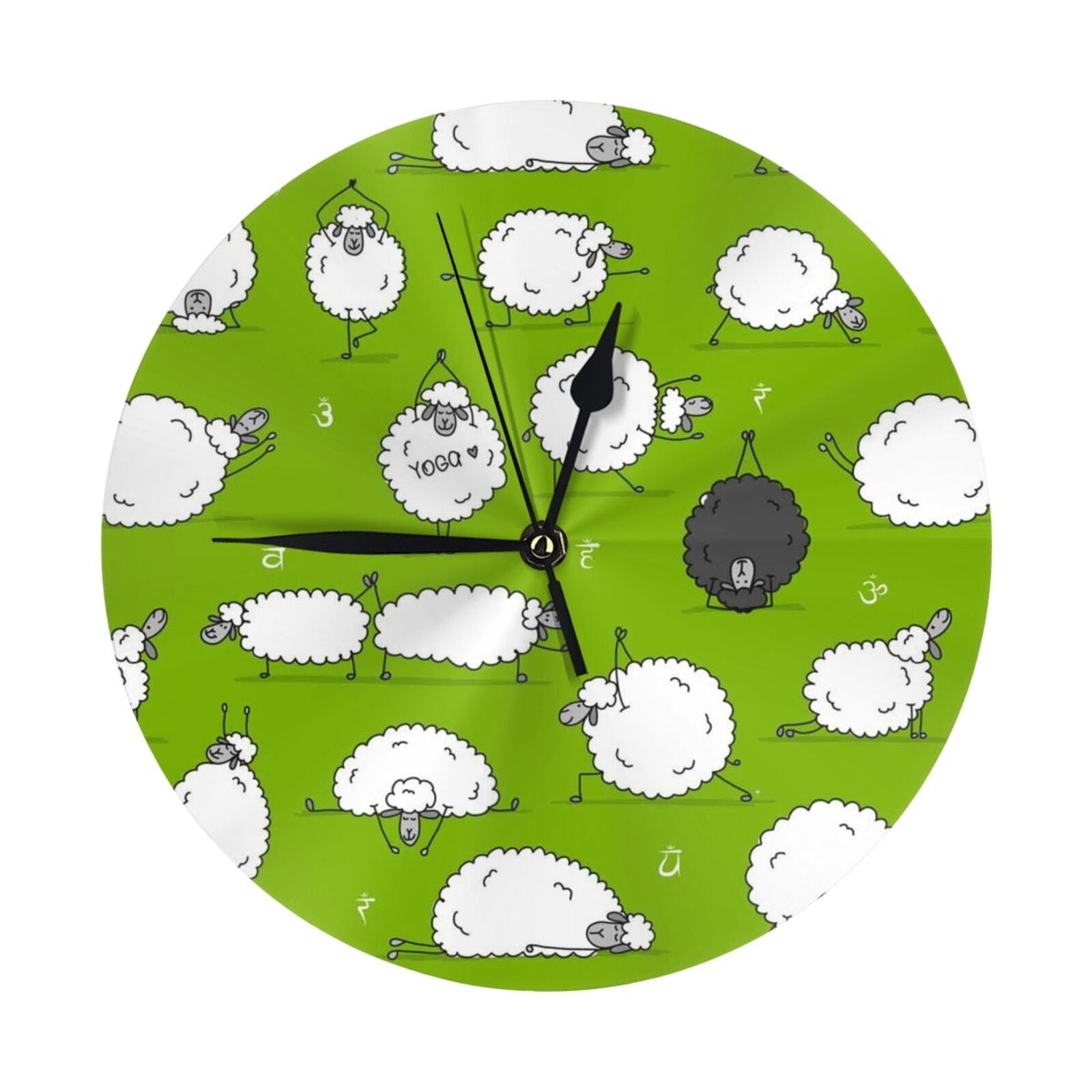 Wall Clock Funny Sheep Doing Yoga Wall Clocks Battery Operated, Modern ...