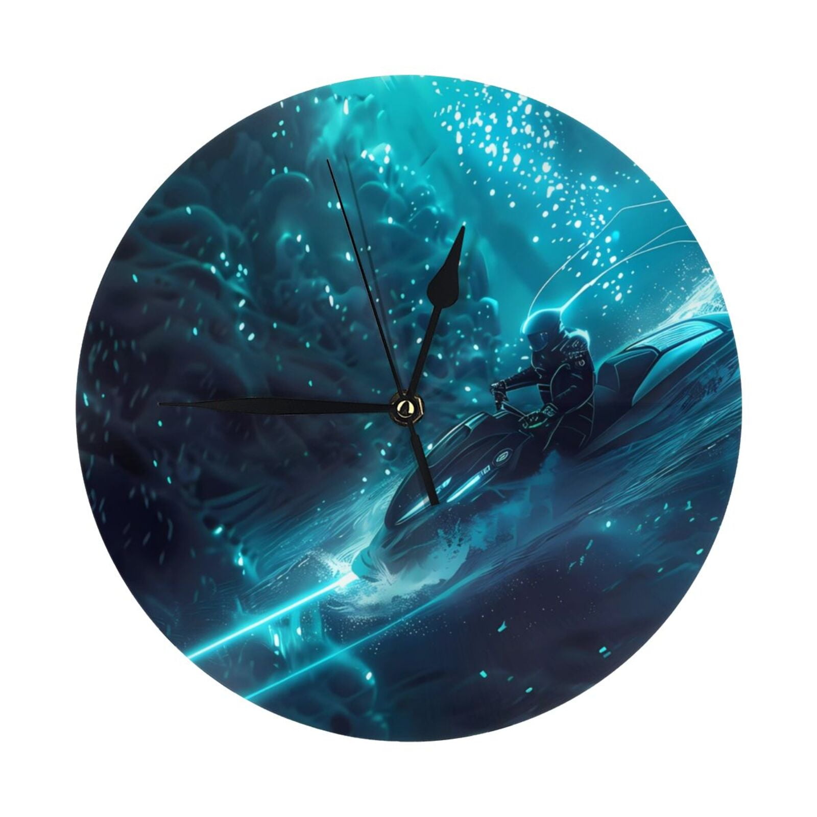 Wall Clock, Futuristic Jet Ski Adventure Wall Clocks Battery Operated ...