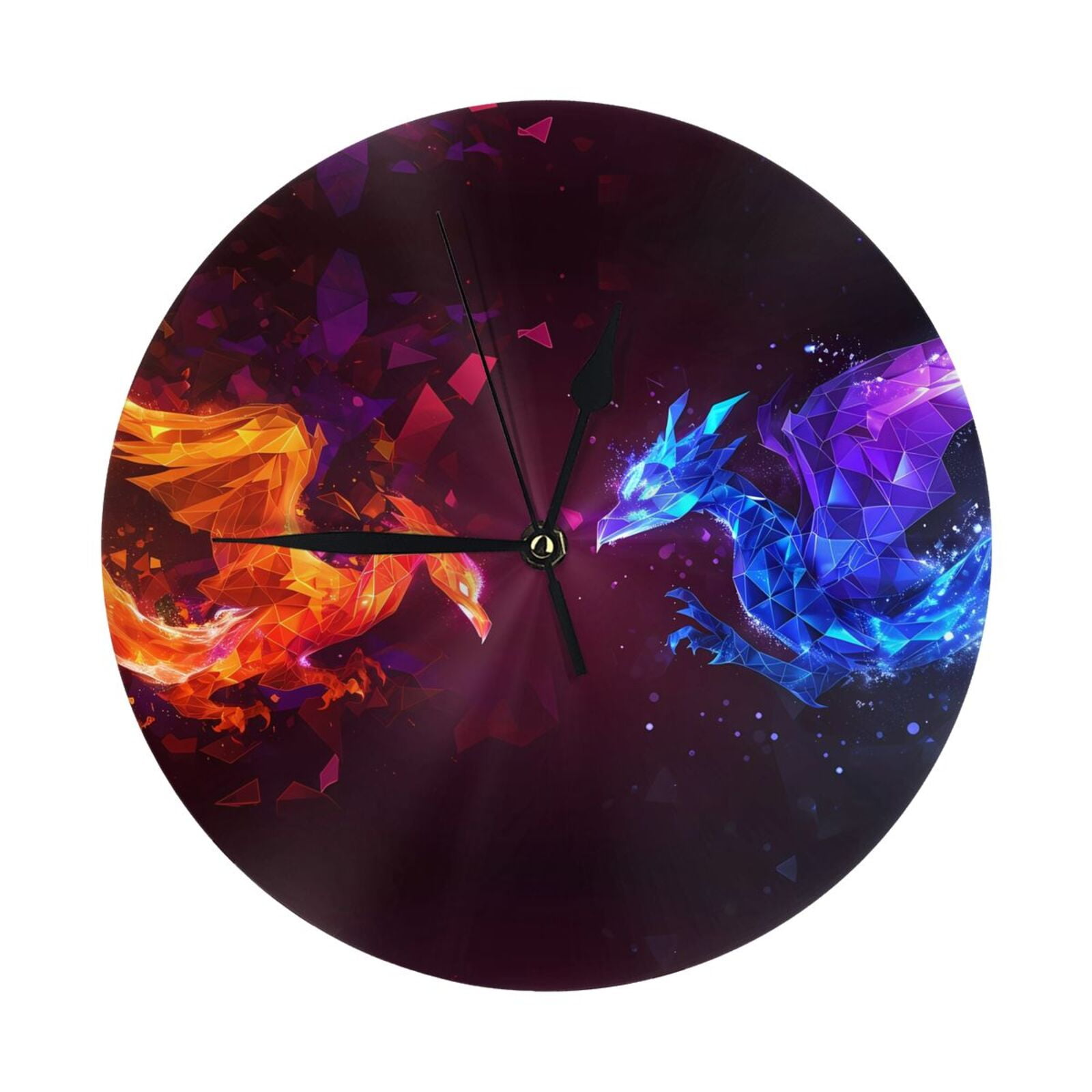 Wall Clock, Futuristic Red and Blue Bird Wall Clocks Battery Operated ...