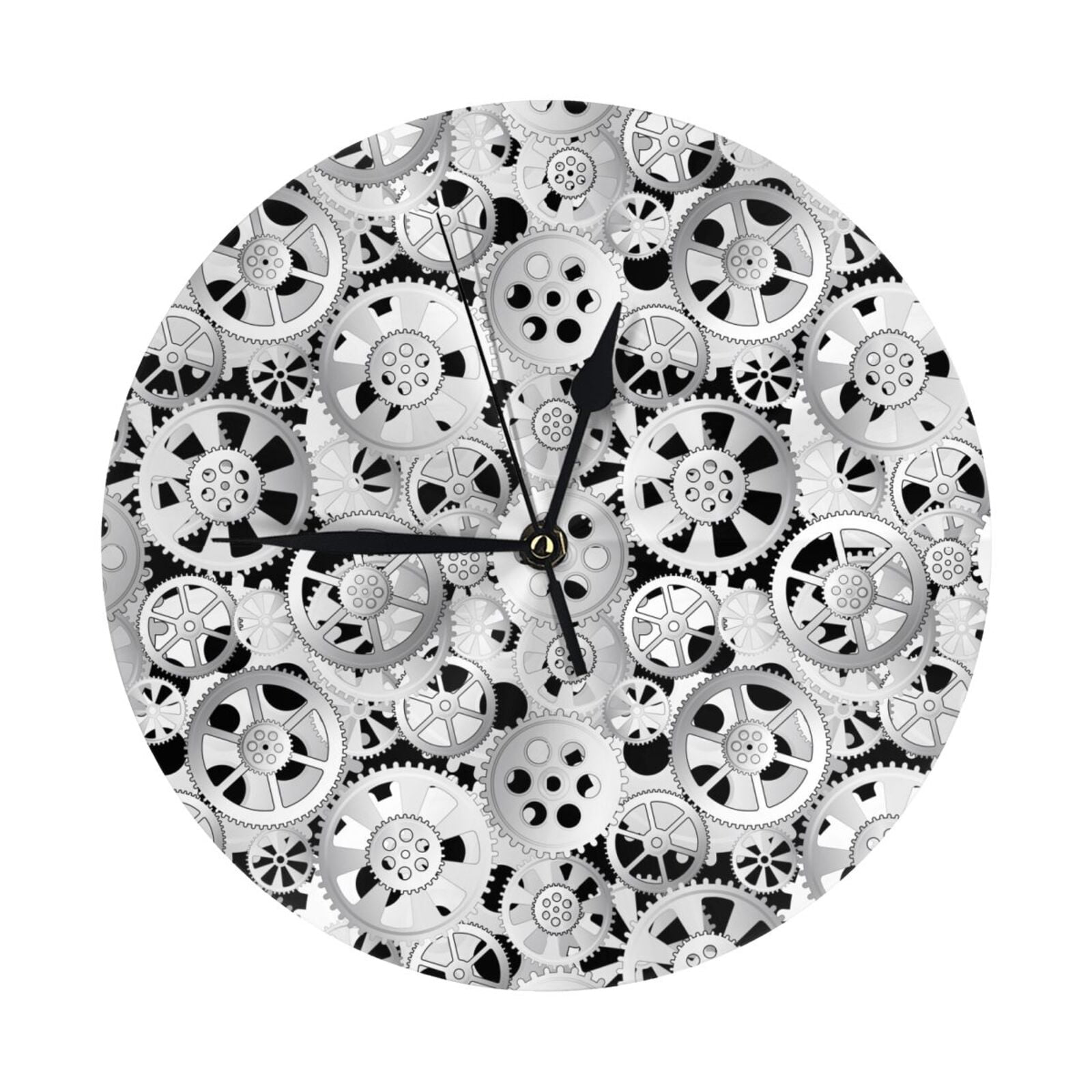Wall Clock, Gear Pattern print Wall Clocks Battery Operated Silent ...