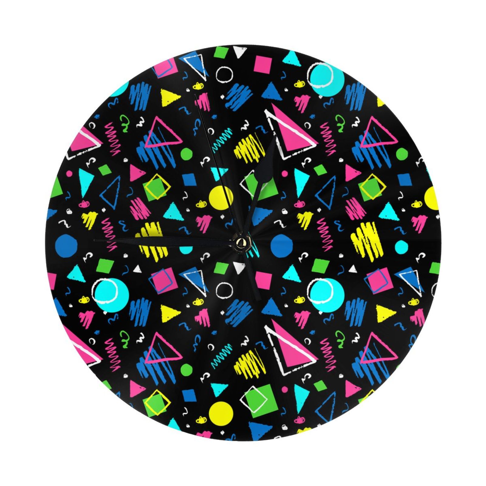 Wall Clock, Geometric 1980s Styled Wall Clocks Battery Operated Silent ...