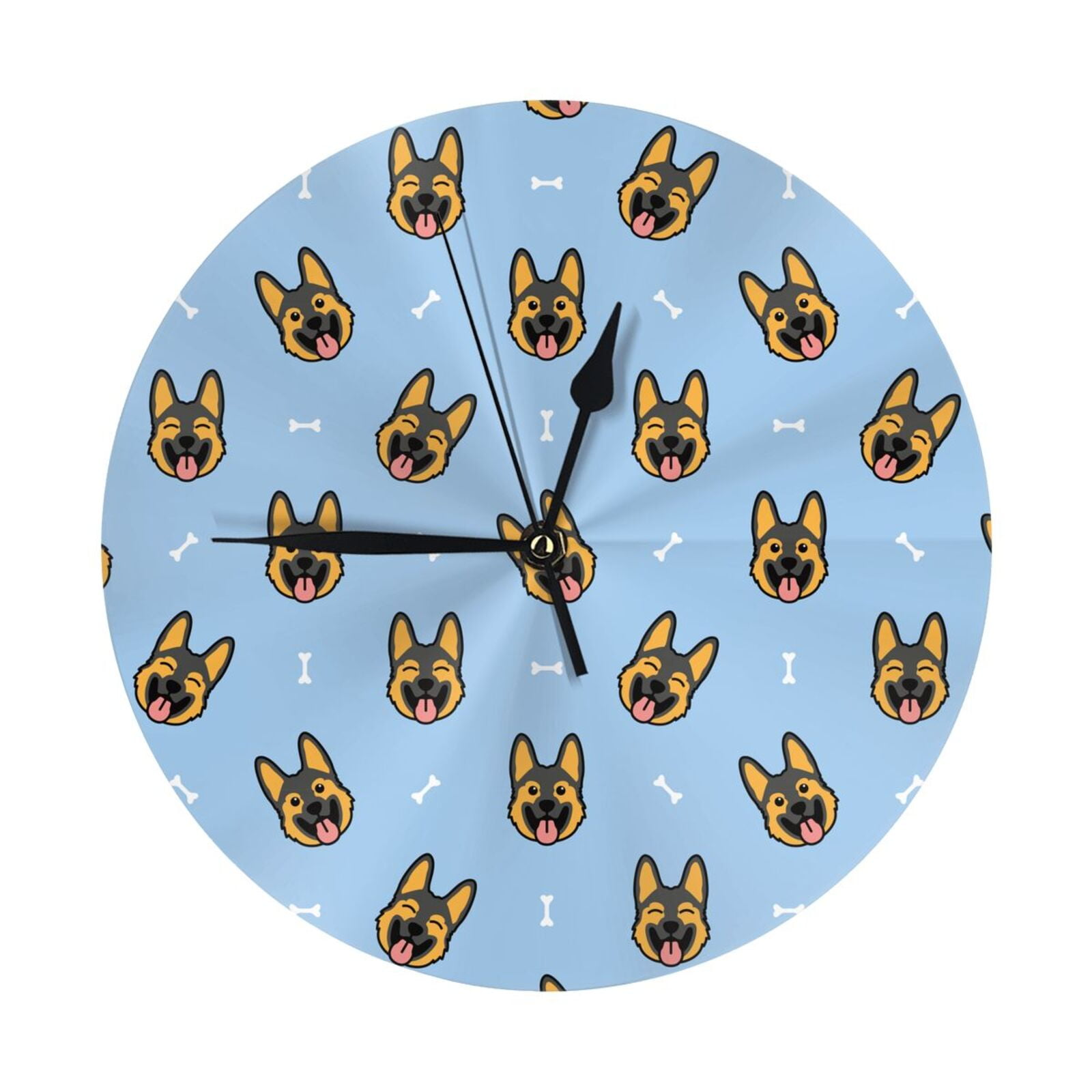 Wall Clock, German Shepherd Puppy Wall Clocks Battery Operated Silent ...