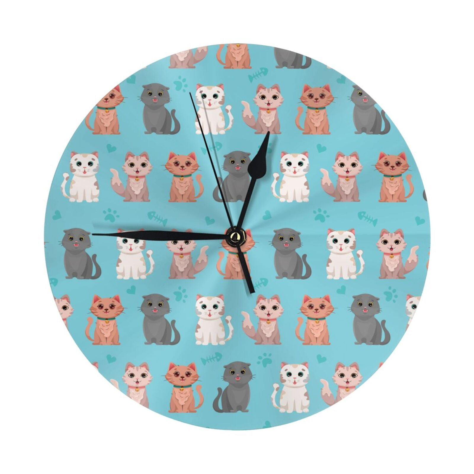 Wall Clock Glamorous Cute Cartoon Cat Wall Clocks Battery Operated ...