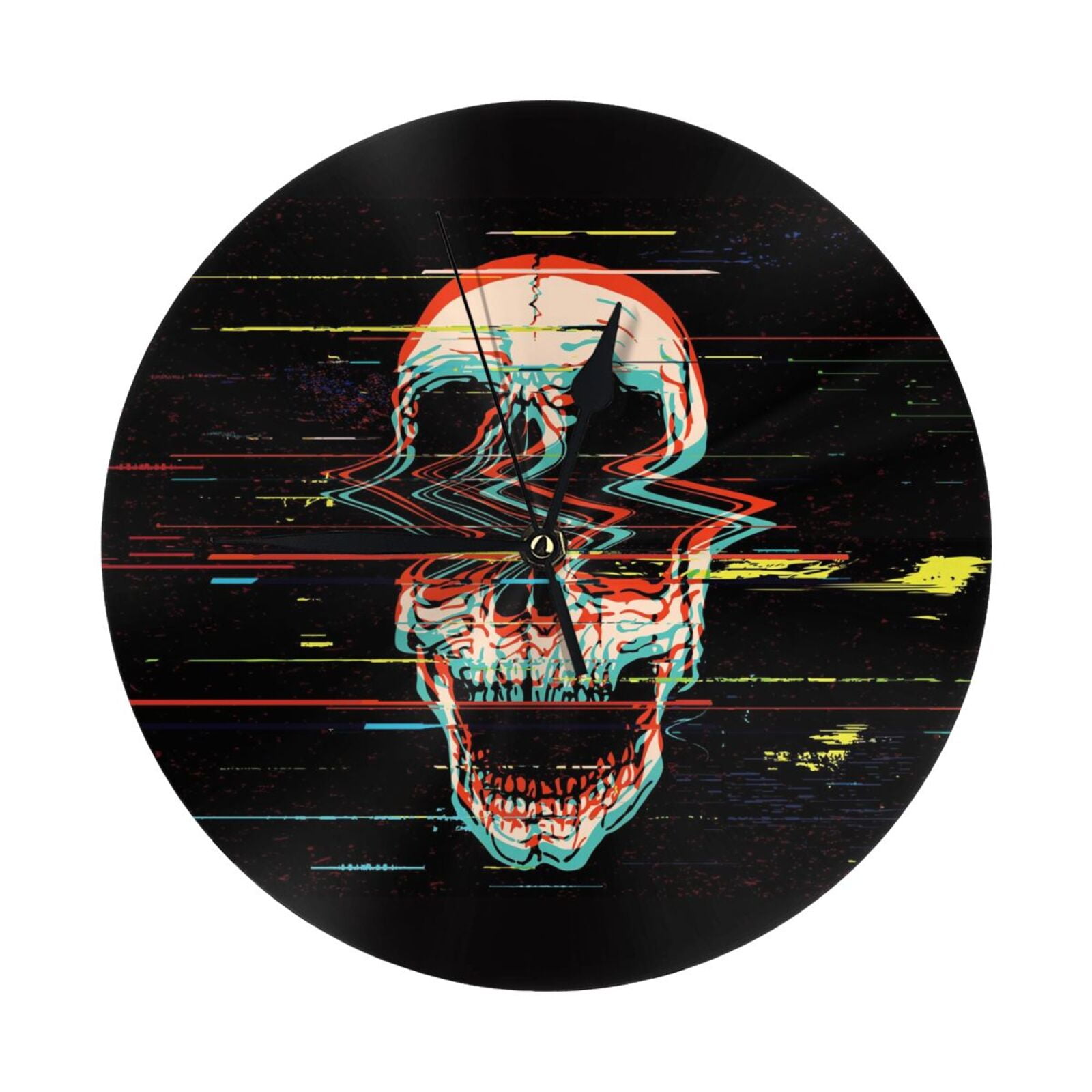 Wall Clock Glitch Screaming Skull Wall Clocks Battery Operated, Modern ...