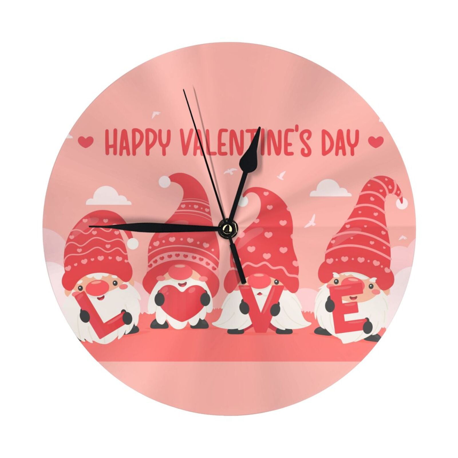 Wall Clock, Gnomes Hold The Letters LOVE Wall Clocks Battery Operated ...