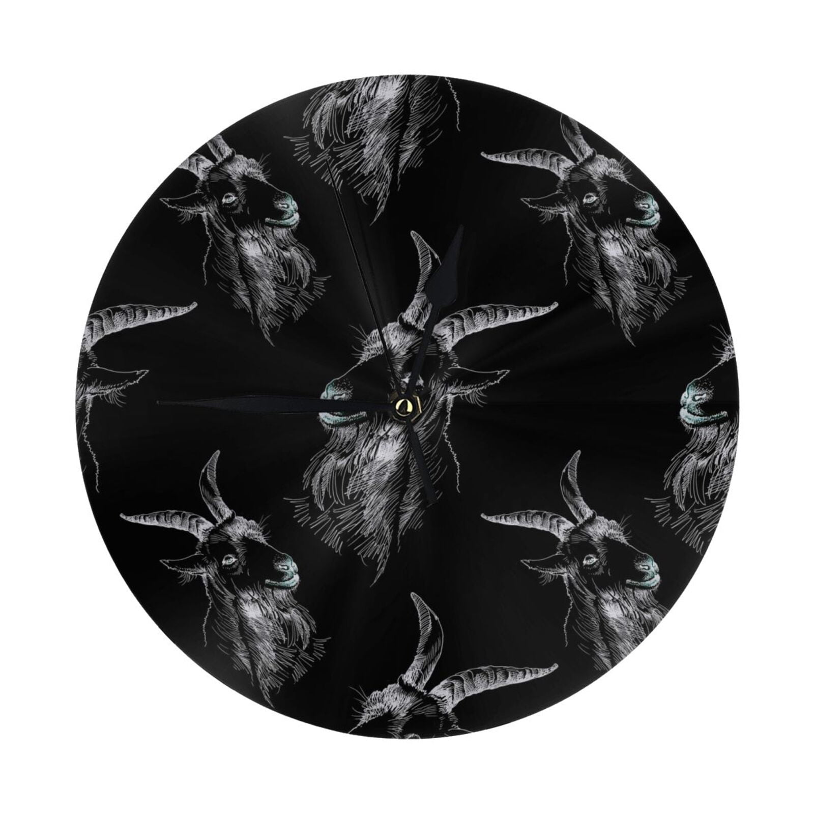 Wall Clock, Goat heads hand drawn black cool Wall Clocks Battery ...