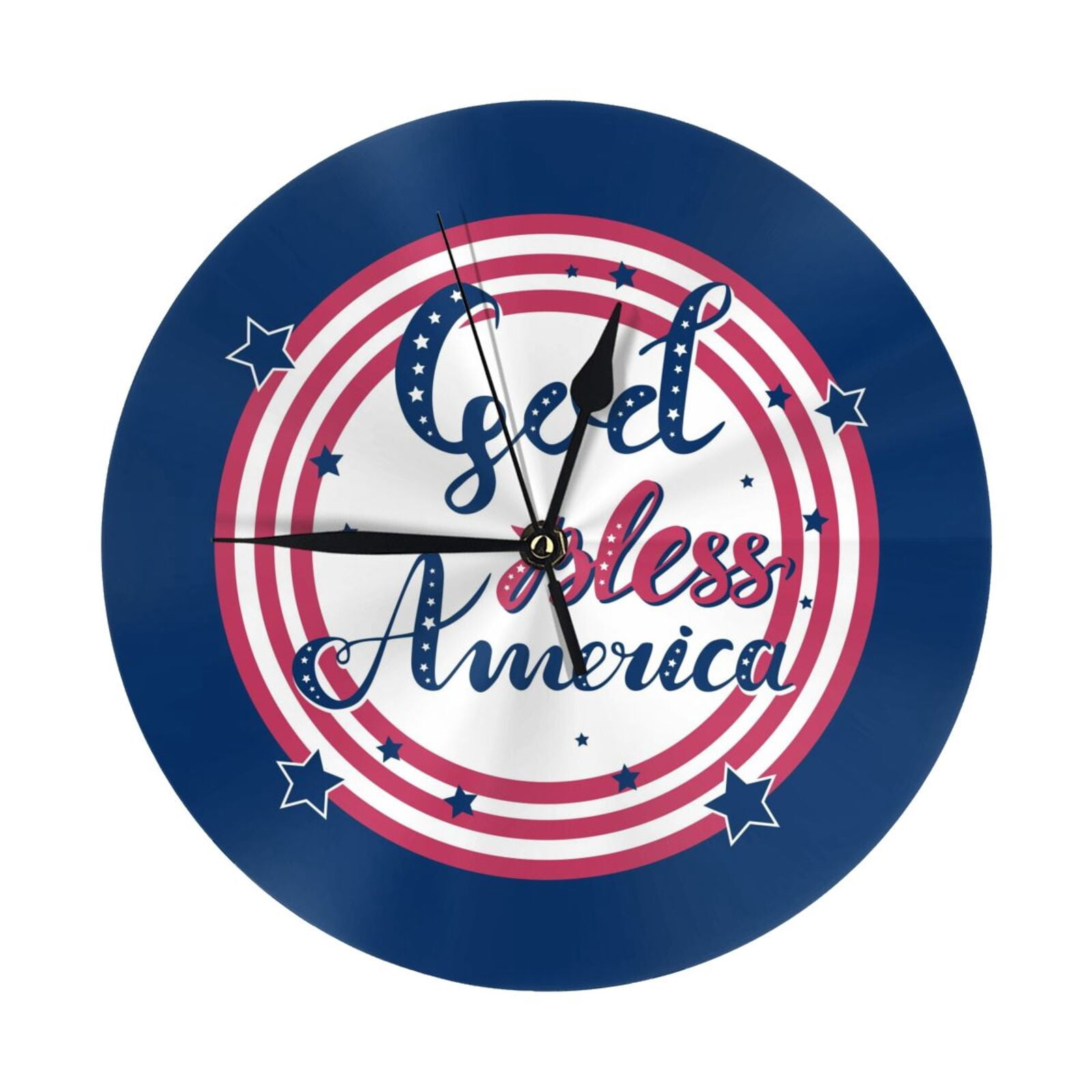 Wall Clock, God Bless America Patriotic Star Wall Clocks Battery ...