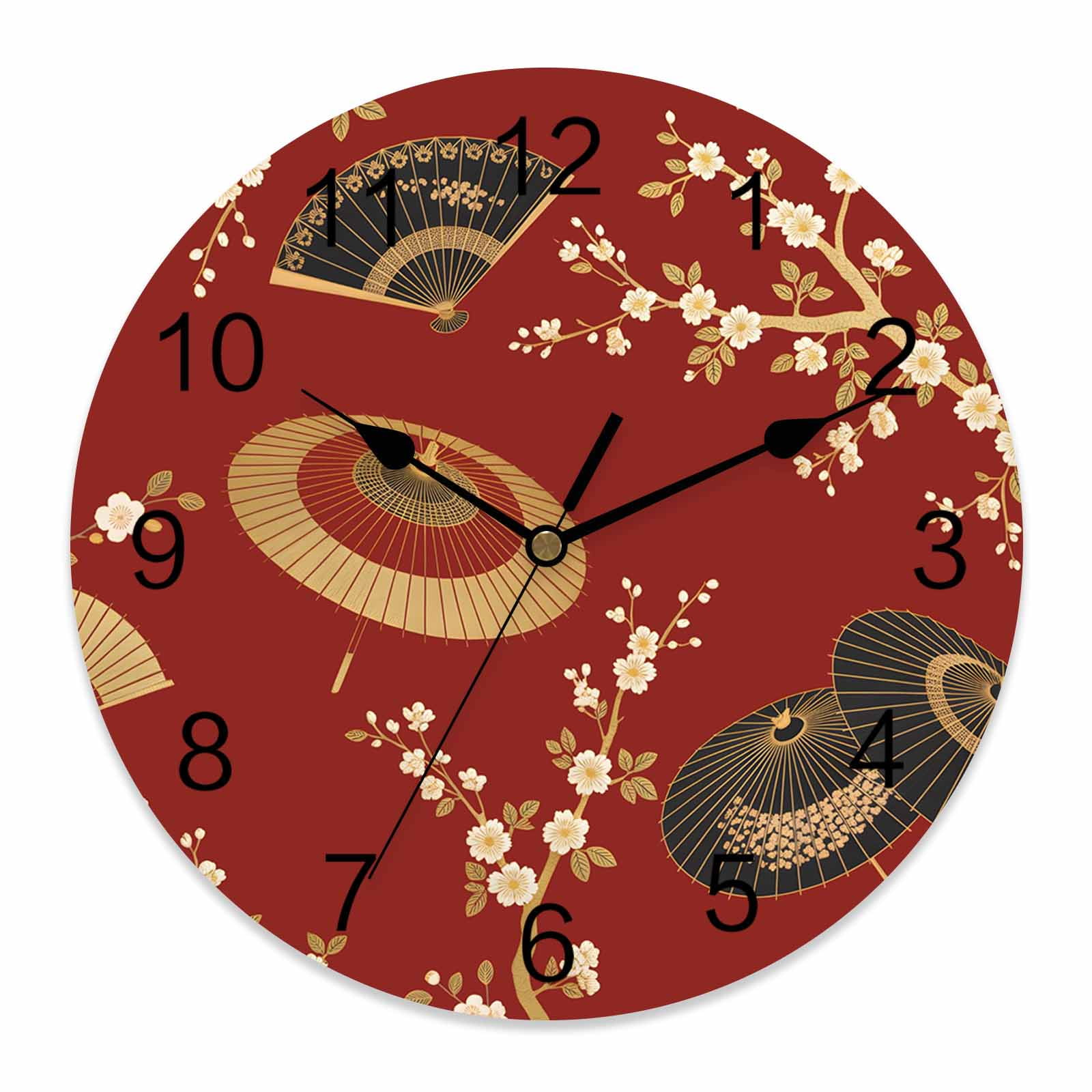 Wall Clock Golden Paper Fan Clocks PVC Silent Non-Ticking Battery ...