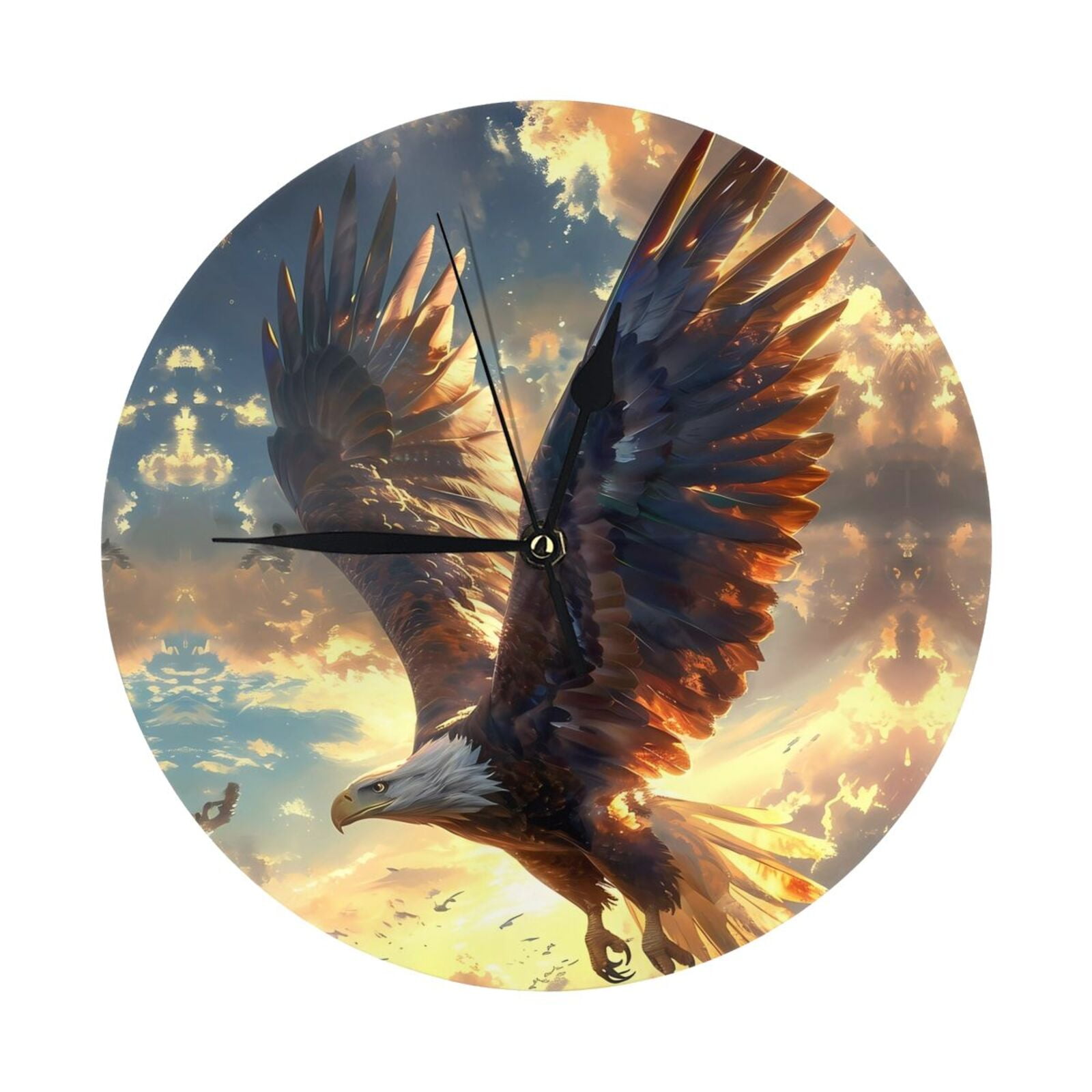 Wall Clock, Golden Sky Bald Eagle Wall Clocks Battery Operated Silent ...