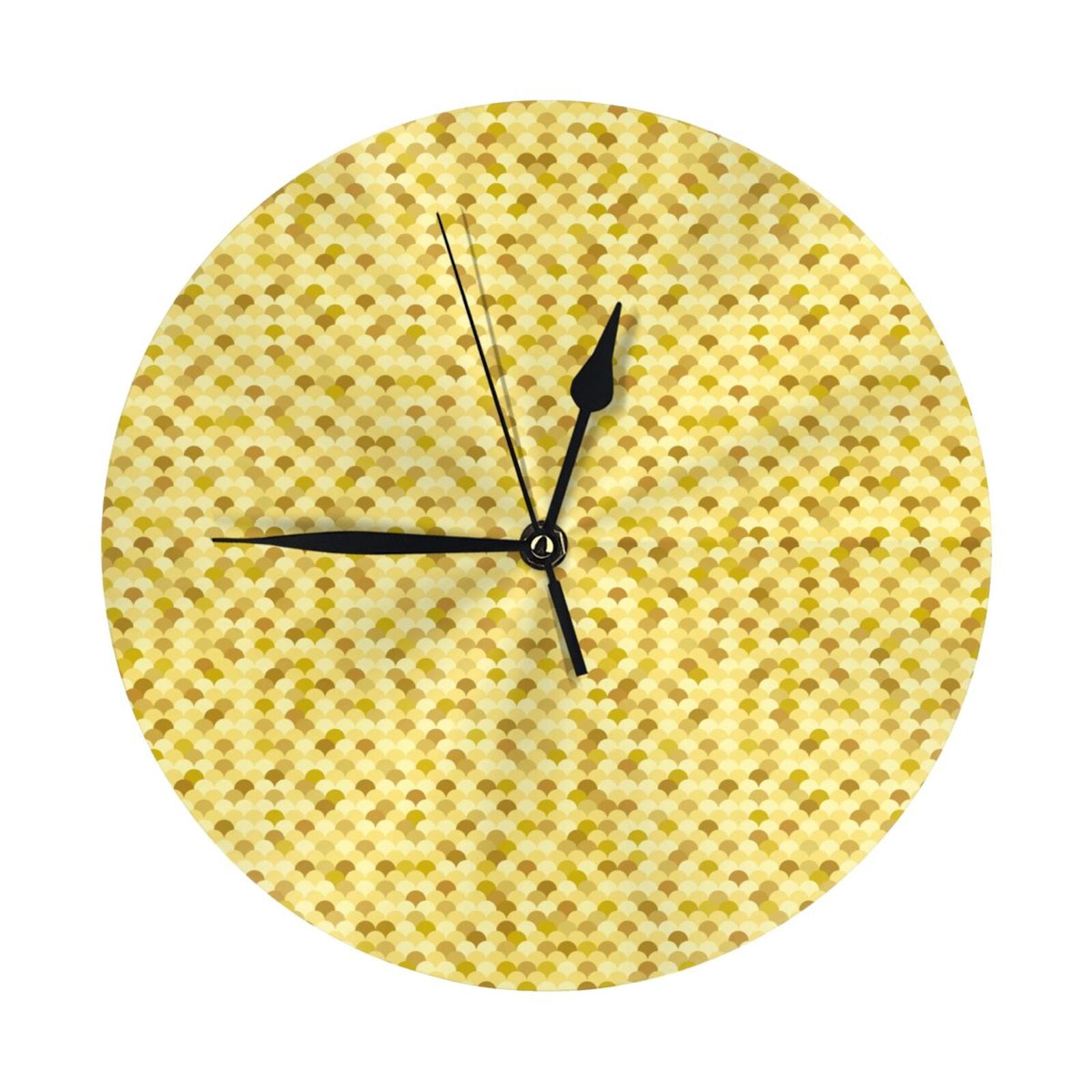 Wall Clock, Golden fish scale Wall Clocks Battery Operated Silent ...