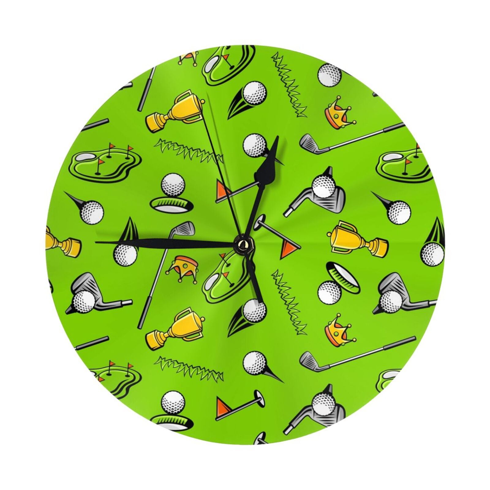 Wall Clock, Golf Sport Club Wall Clocks Battery Operated Silent Kitchen ...