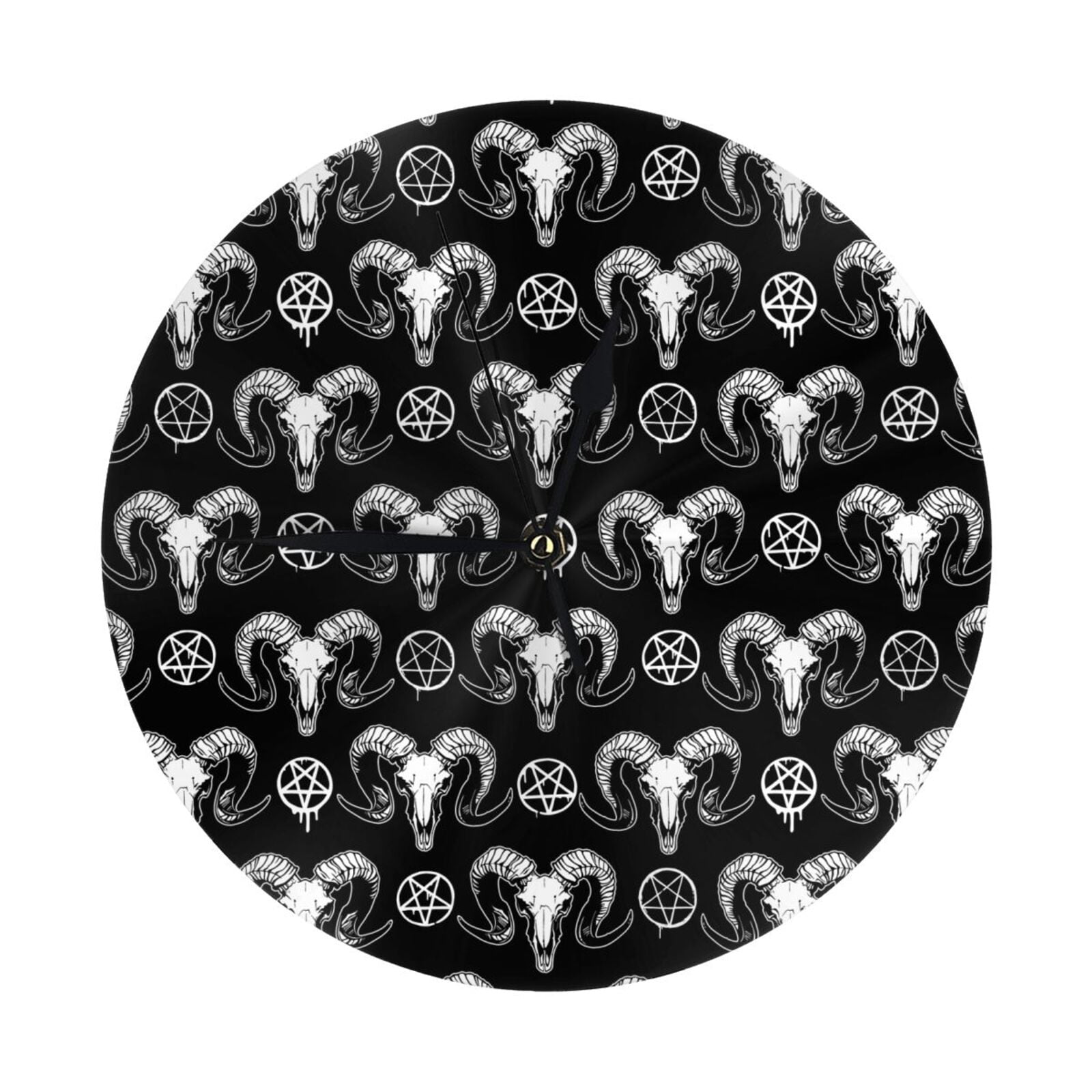 Wall Clock Gothic Cool Goat Skull Wall Clocks Battery Operated, Modern ...