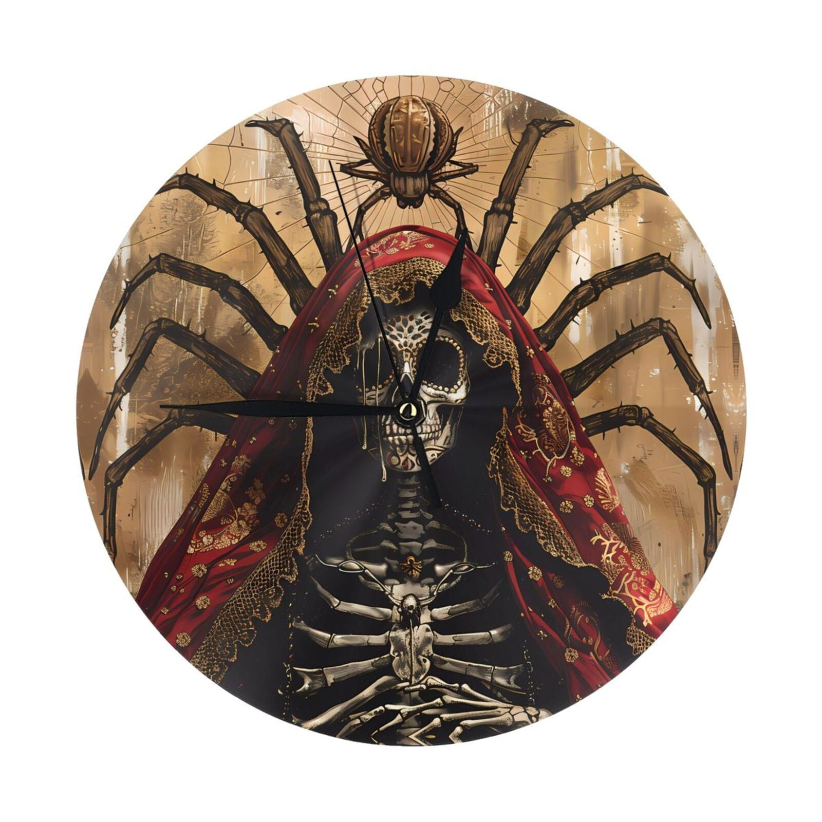 Wall Clock, Gothic Skeleton Spider Wall Clocks Battery Operated Silent ...