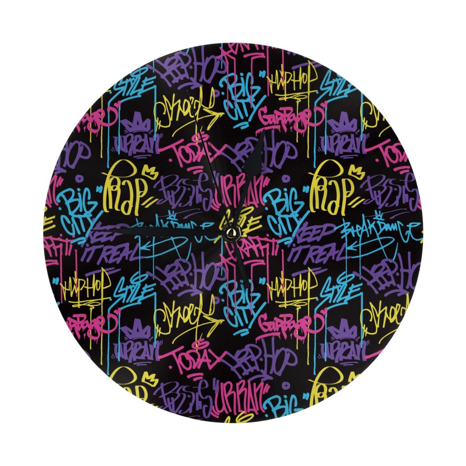 Wall Clock, Graffiti art Wall Clocks Battery Operated Silent Kitchen ...