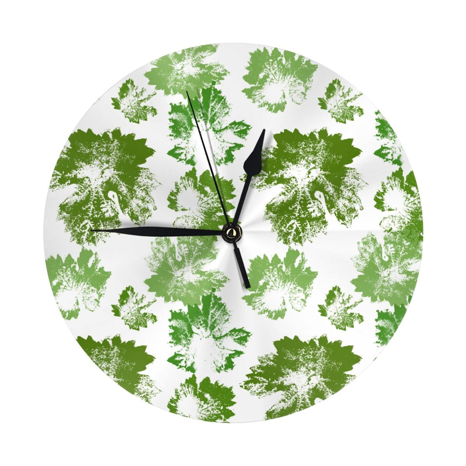 Wall Clock, Grape green leaf Wall Clocks Battery Operated Silent ...