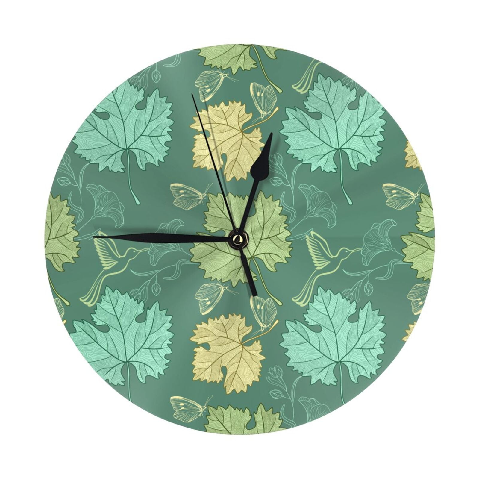 Wall Clock, Grape leaf Wall Clocks Battery Operated Silent Kitchen ...