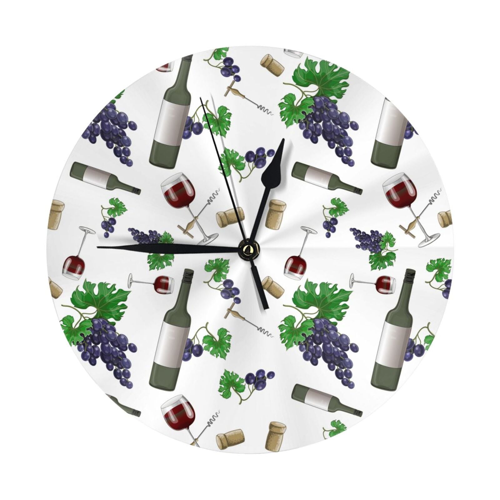 Wall Clock Grape wine bottle Wall Clocks Battery Operated, Modern Wall ...