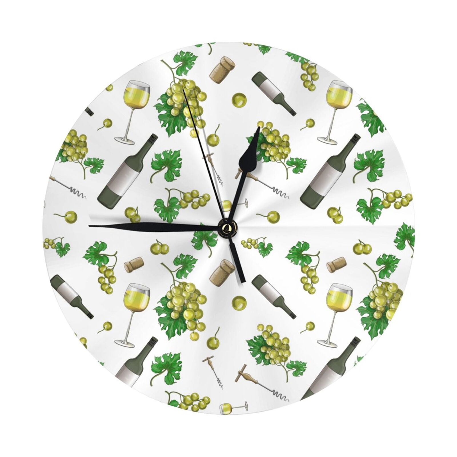 Wall Clock Grape wine glass Wall Clocks Battery Operated, Modern Wall ...