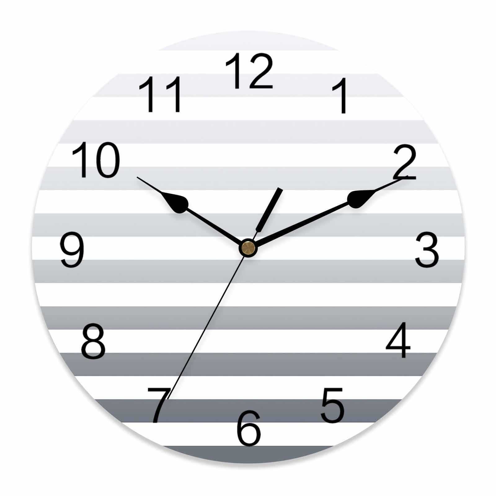 Wall Clock Gray Ombre Gradual Color Clocks PVC Silent Non-Ticking ...
