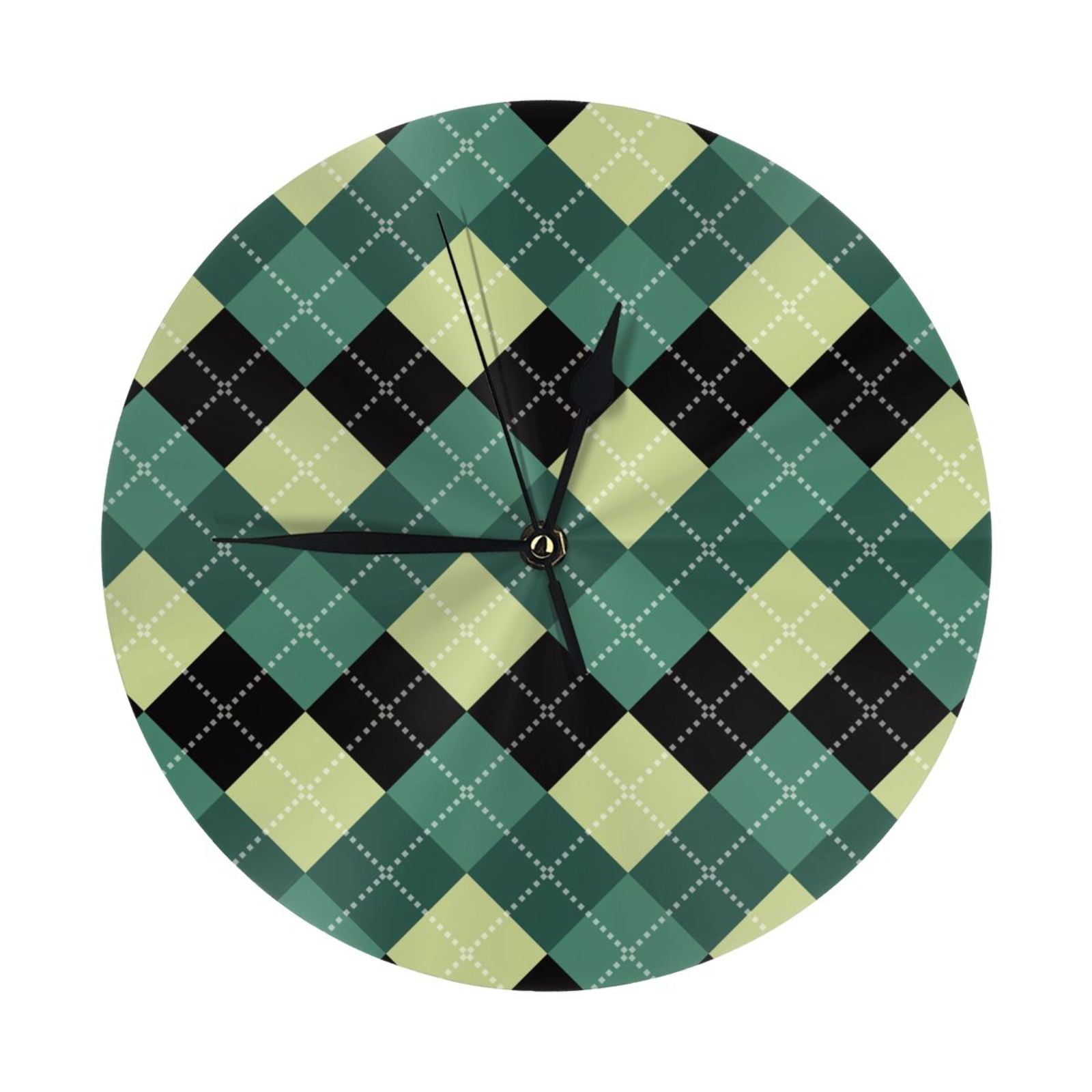 Wall Clock Green Squares Wall Clocks Battery Operated, Modern Wall ...