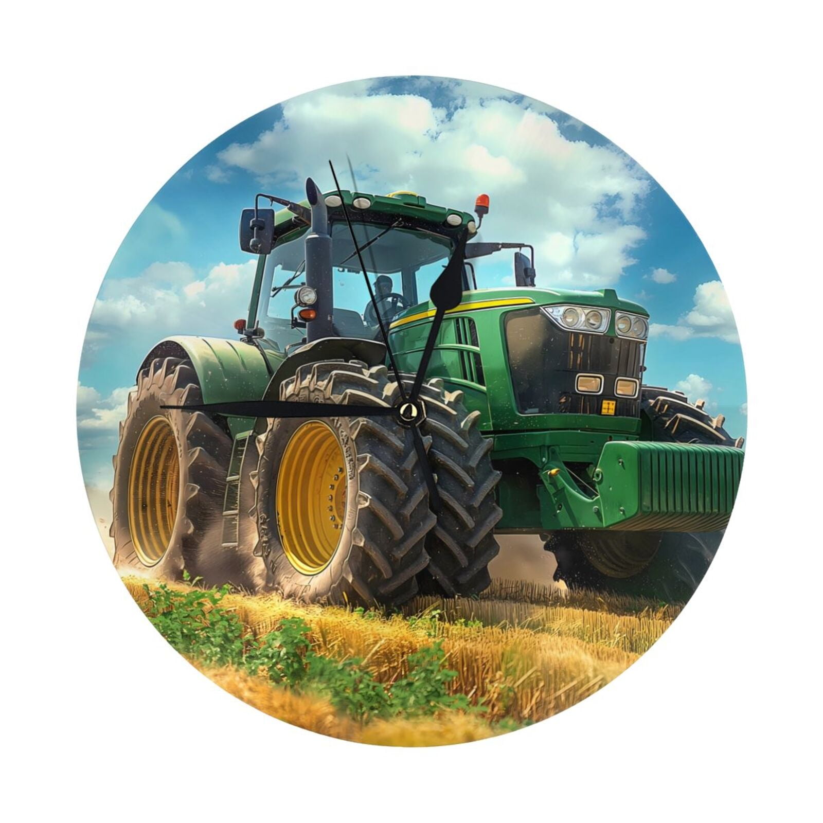 Wall Clock, Green Tractor Field Wall Clocks Battery Operated Silent ...