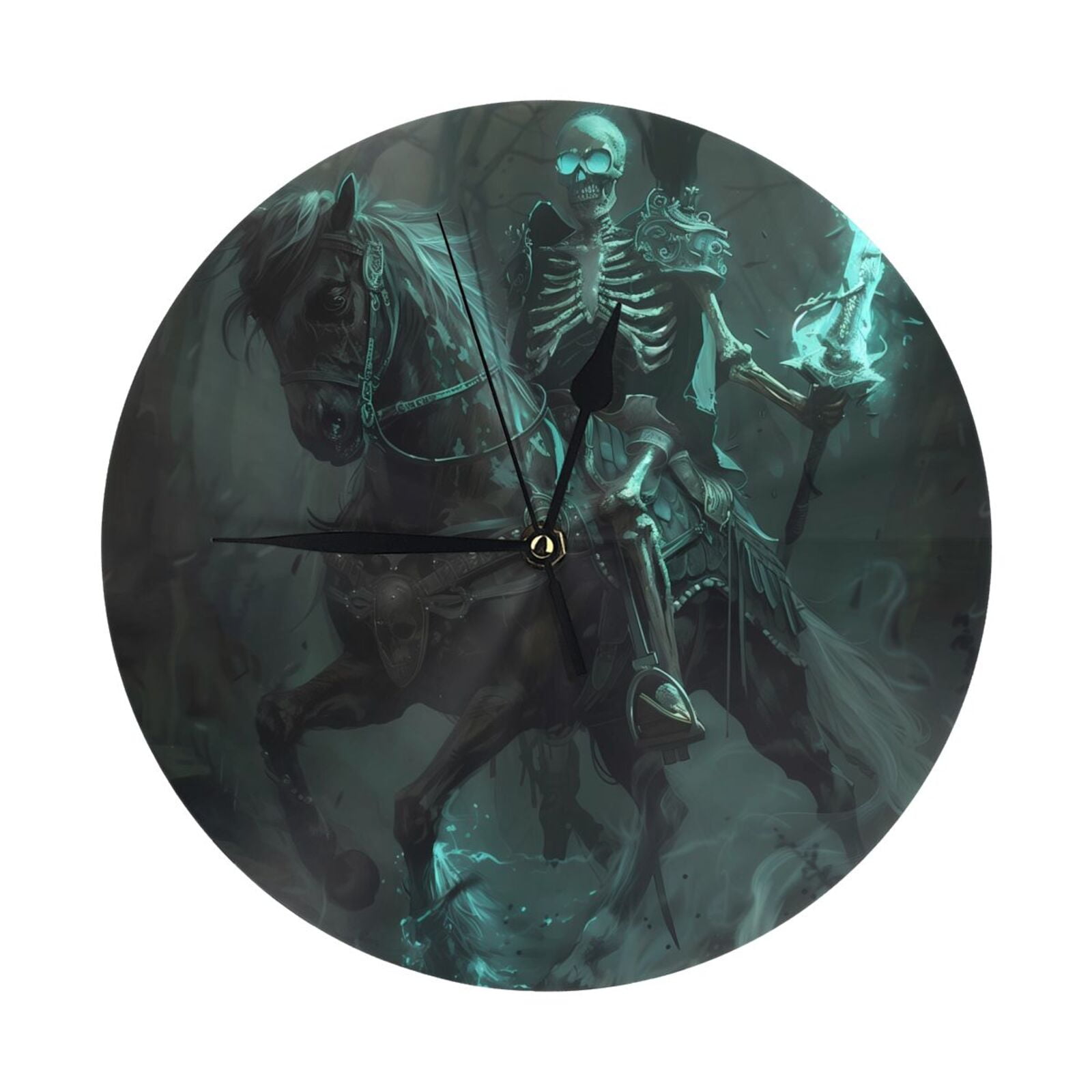 Wall Clock Halloween Cold Flame Knight Wall Clocks Battery Operated ...