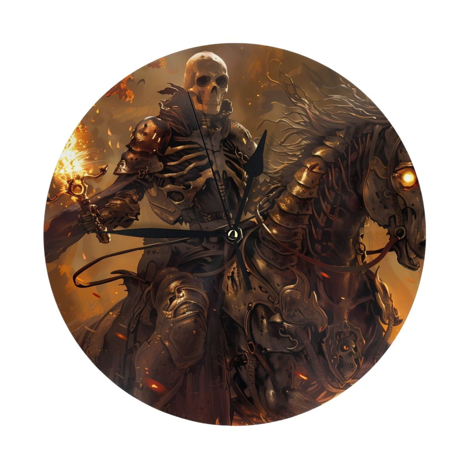 Wall Clock, Halloween Cool Skeleton Knight Wall Clocks Battery Operated ...