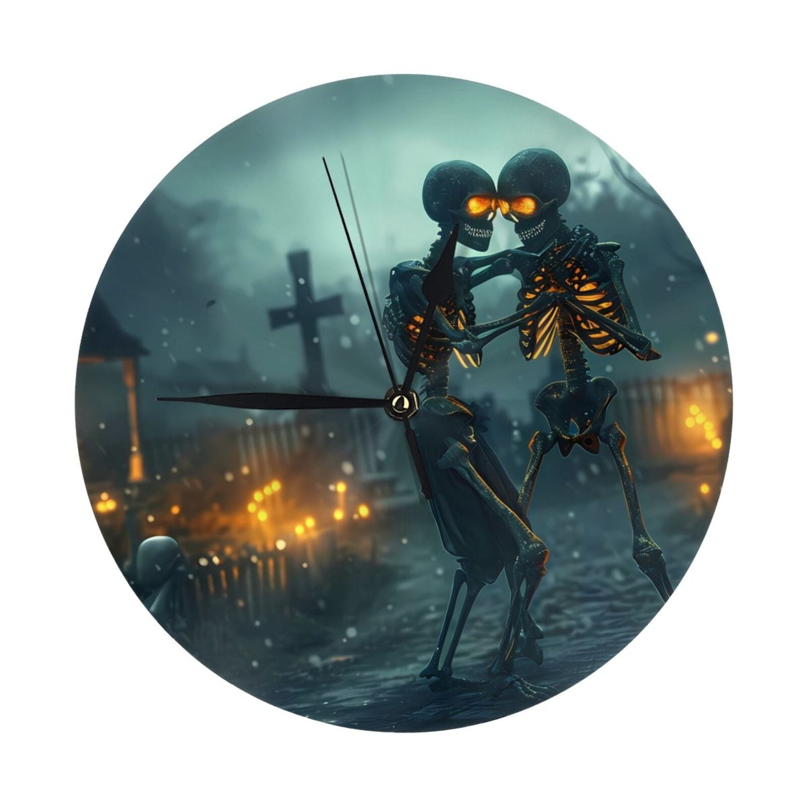 Wall Clock, Halloween Dancing Couple Wall Clocks Battery Operated ...
