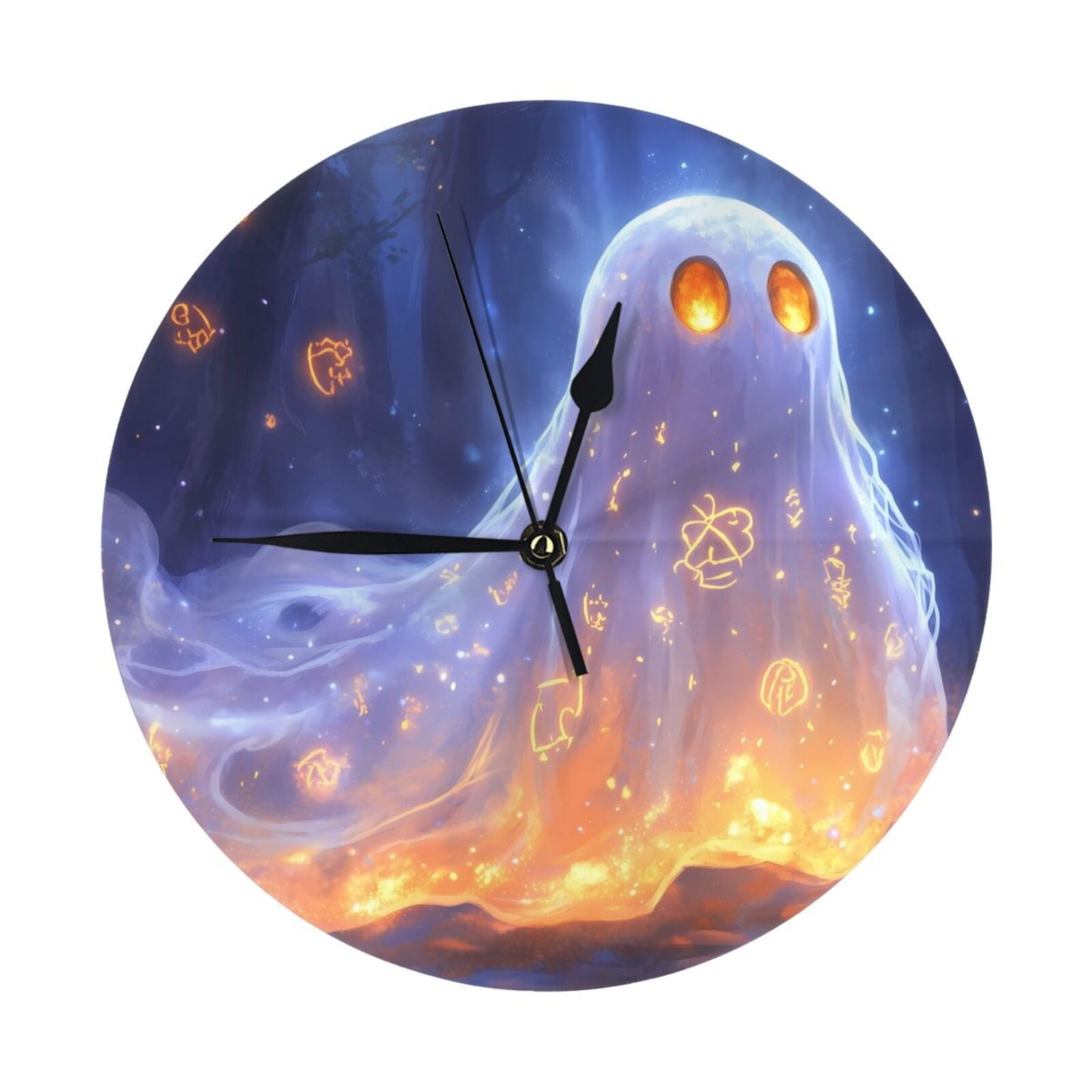 Wall Clock Halloween Glowing Ghost Wall Clocks Battery Operated, Modern ...