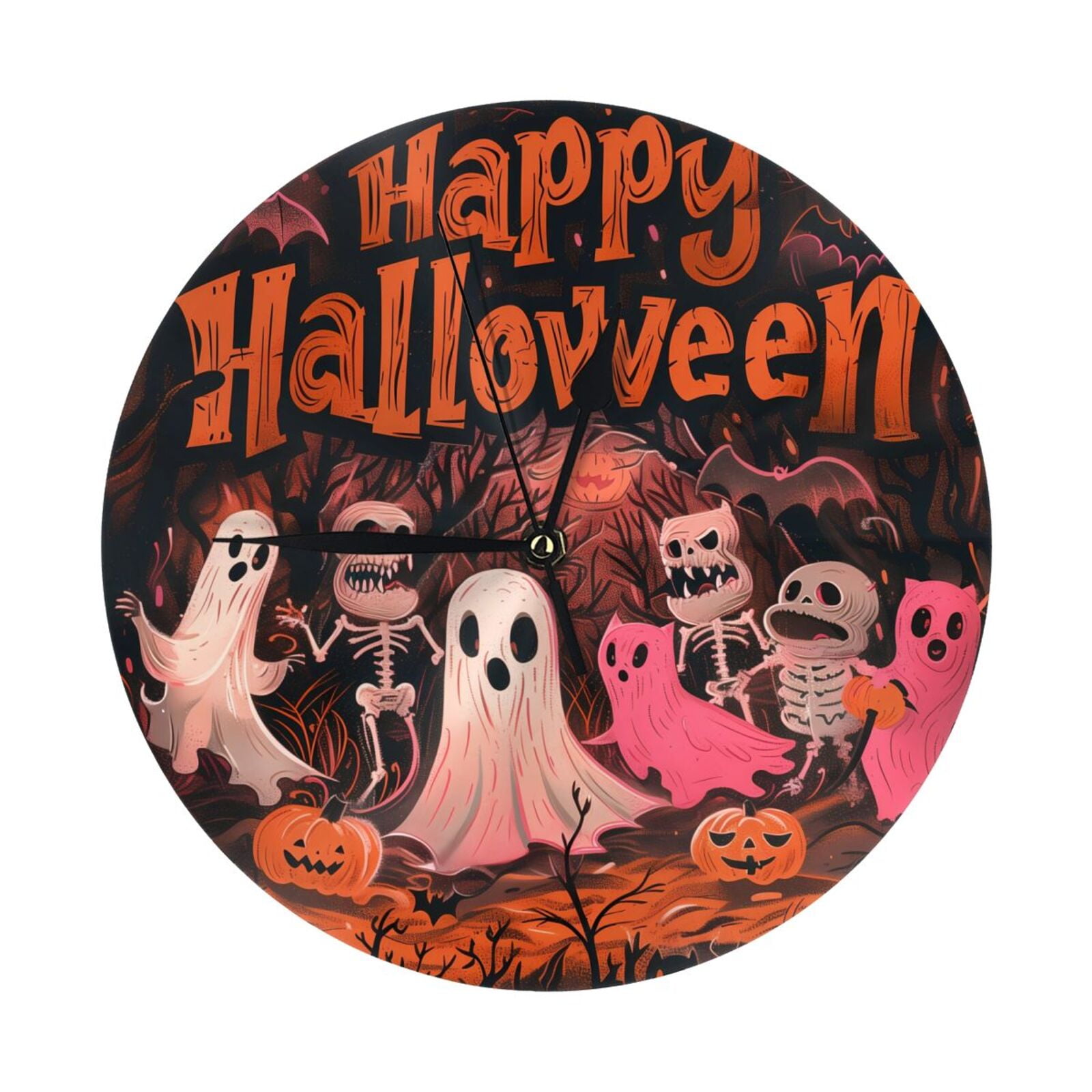 Wall Clock, Halloween Happy Cute Ghost Wall Clocks Battery Operated ...