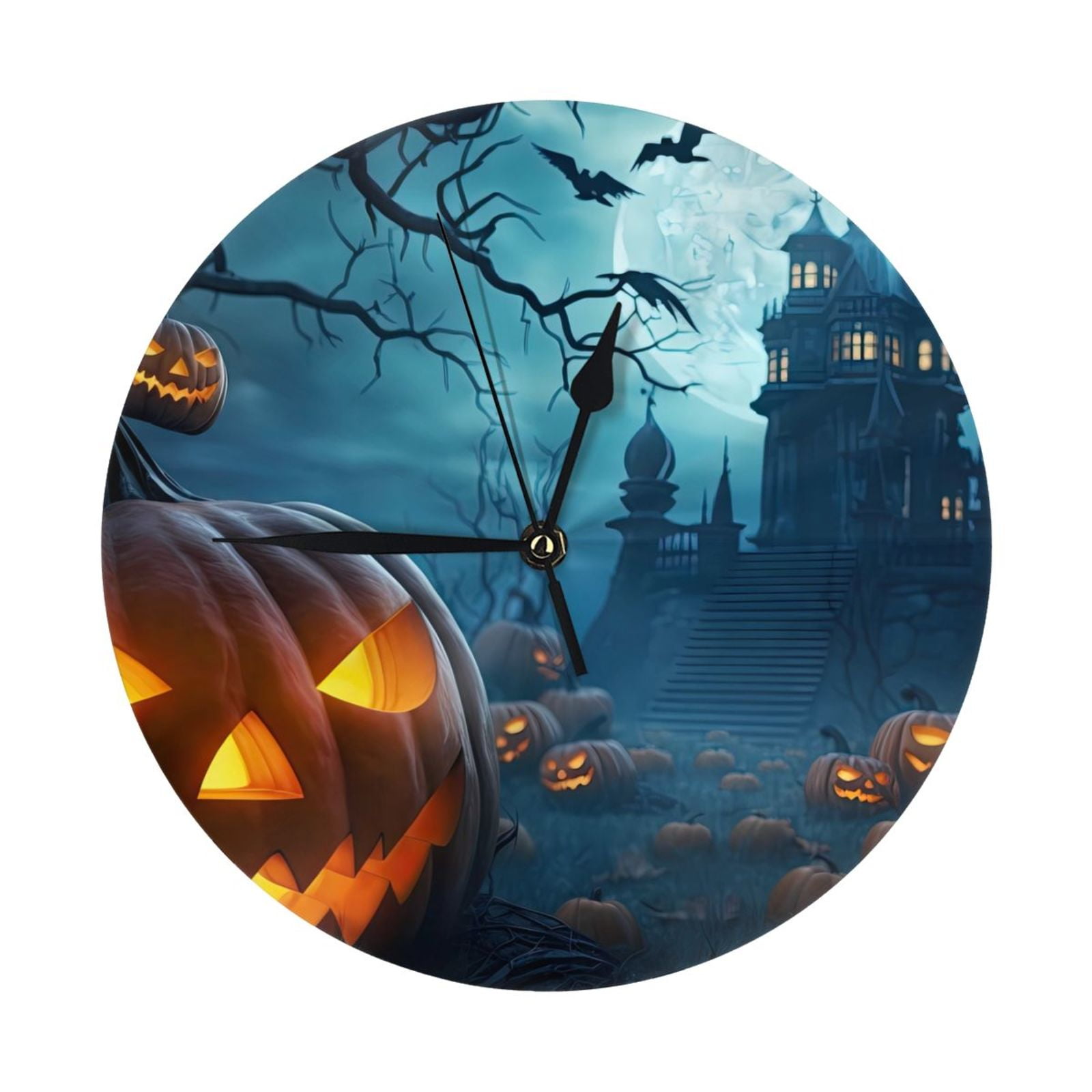 Wall Clock Halloween Haunted House Wall Clocks Battery Operated, Modern ...
