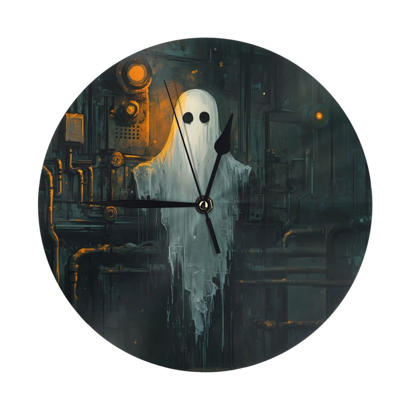Wall Clock, Halloween Industrial Style Ghost Wall Clocks Battery ...