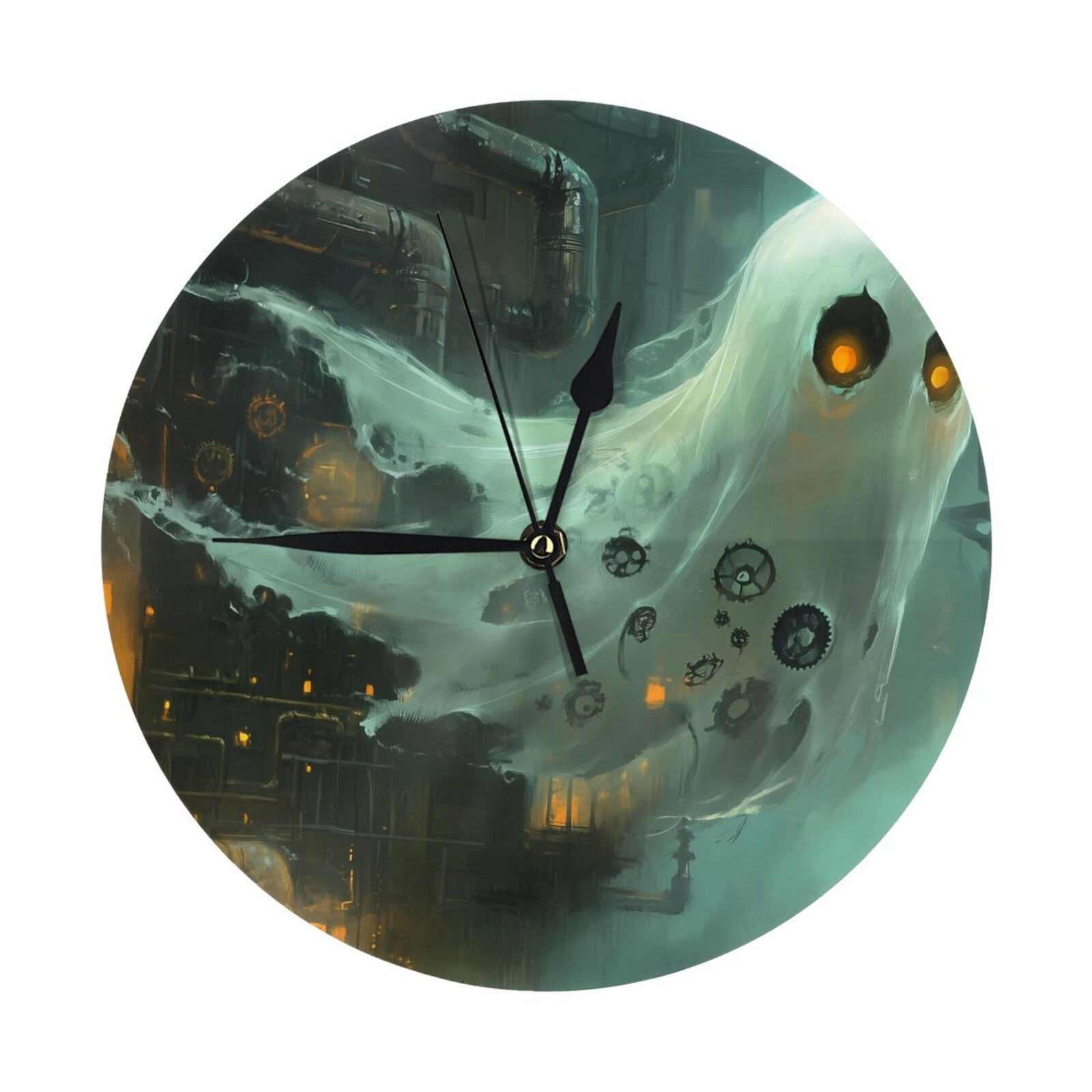 Wall Clock, Halloween Mechanical Ghost Wall Clocks Battery Operated ...