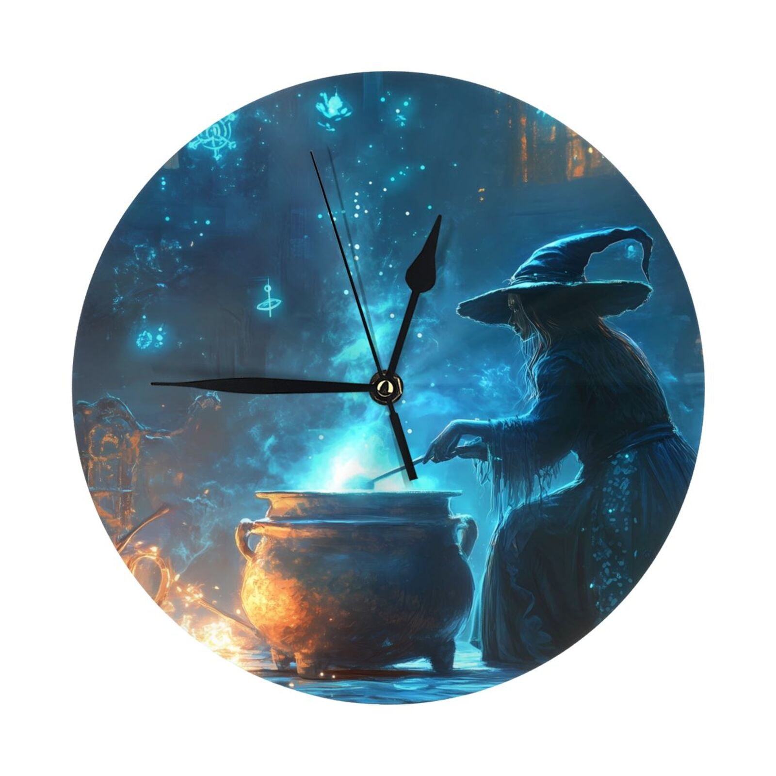 Wall Clock, Halloween Mysterious Witch Wall Clocks Battery Operated ...