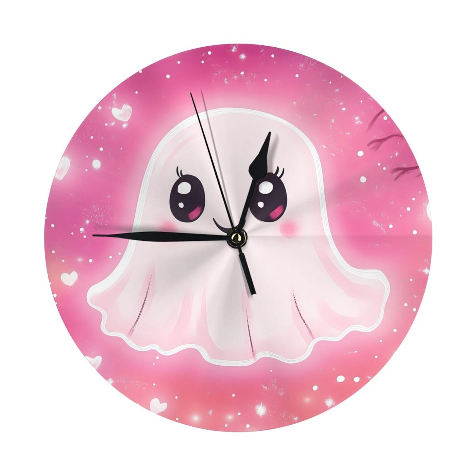 Wall Clock, Halloween Pink Cute Ghost C Wall Clocks Battery Operated ...