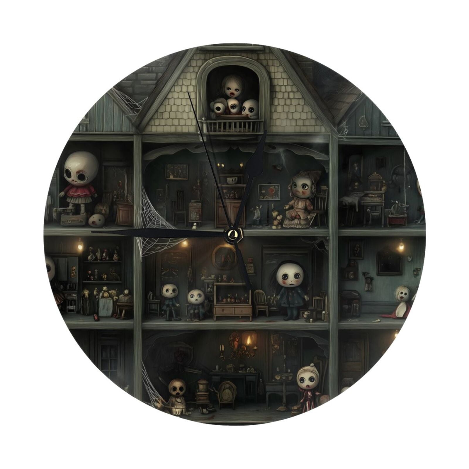 Wall Clock, Halloween Scary Dollhouse B Wall Clocks Battery Operated ...