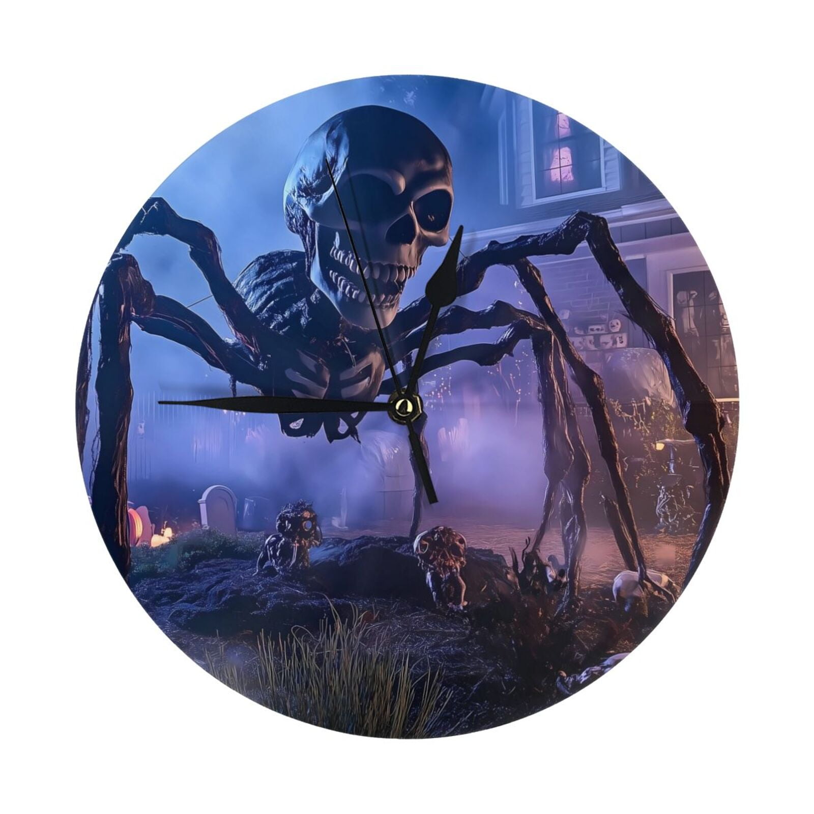 Wall Clock, Halloween Skeleton Spider Wall Clocks Battery Operated ...