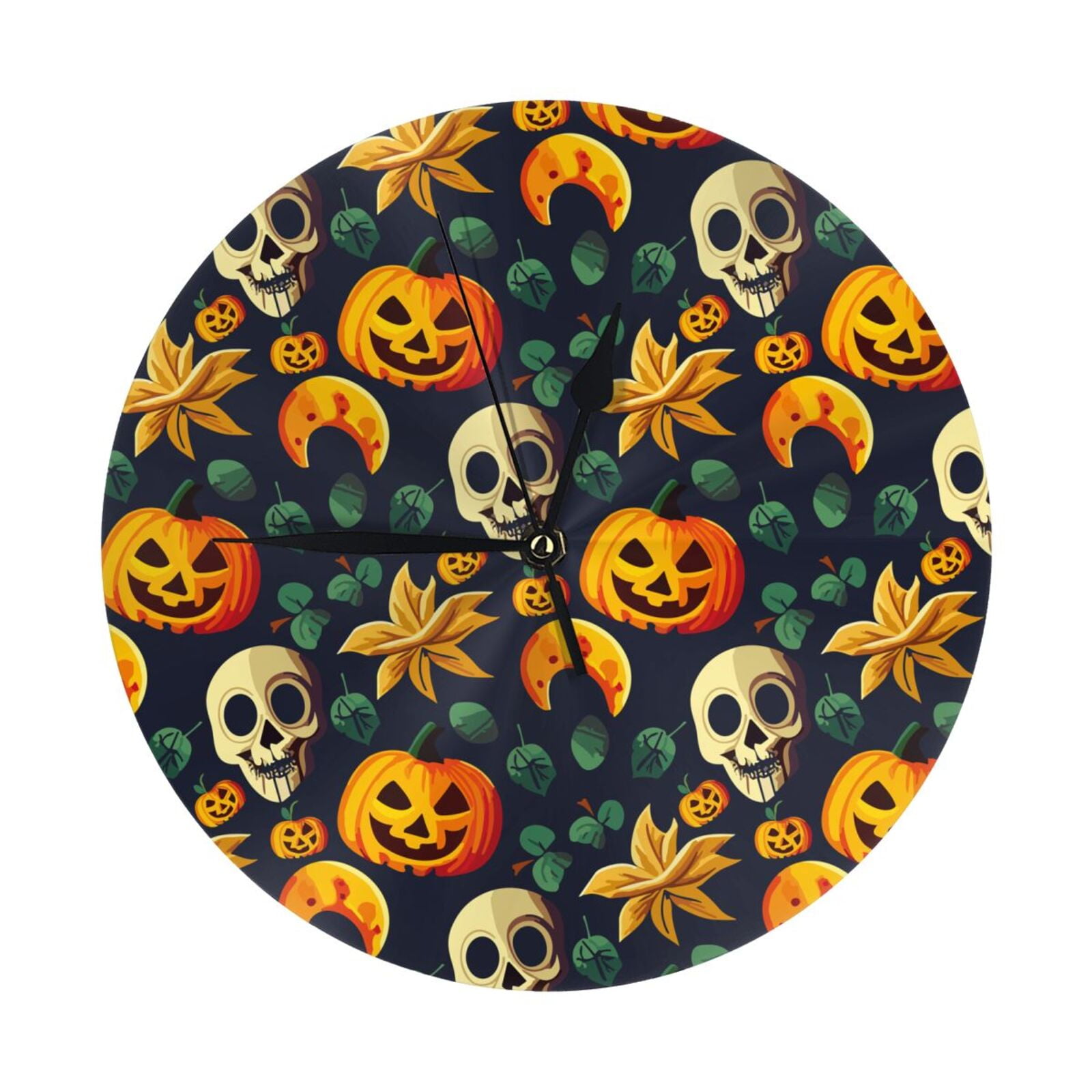 Wall Clock, Halloween Skull Wall Clocks Battery Operated Silent Kitchen ...