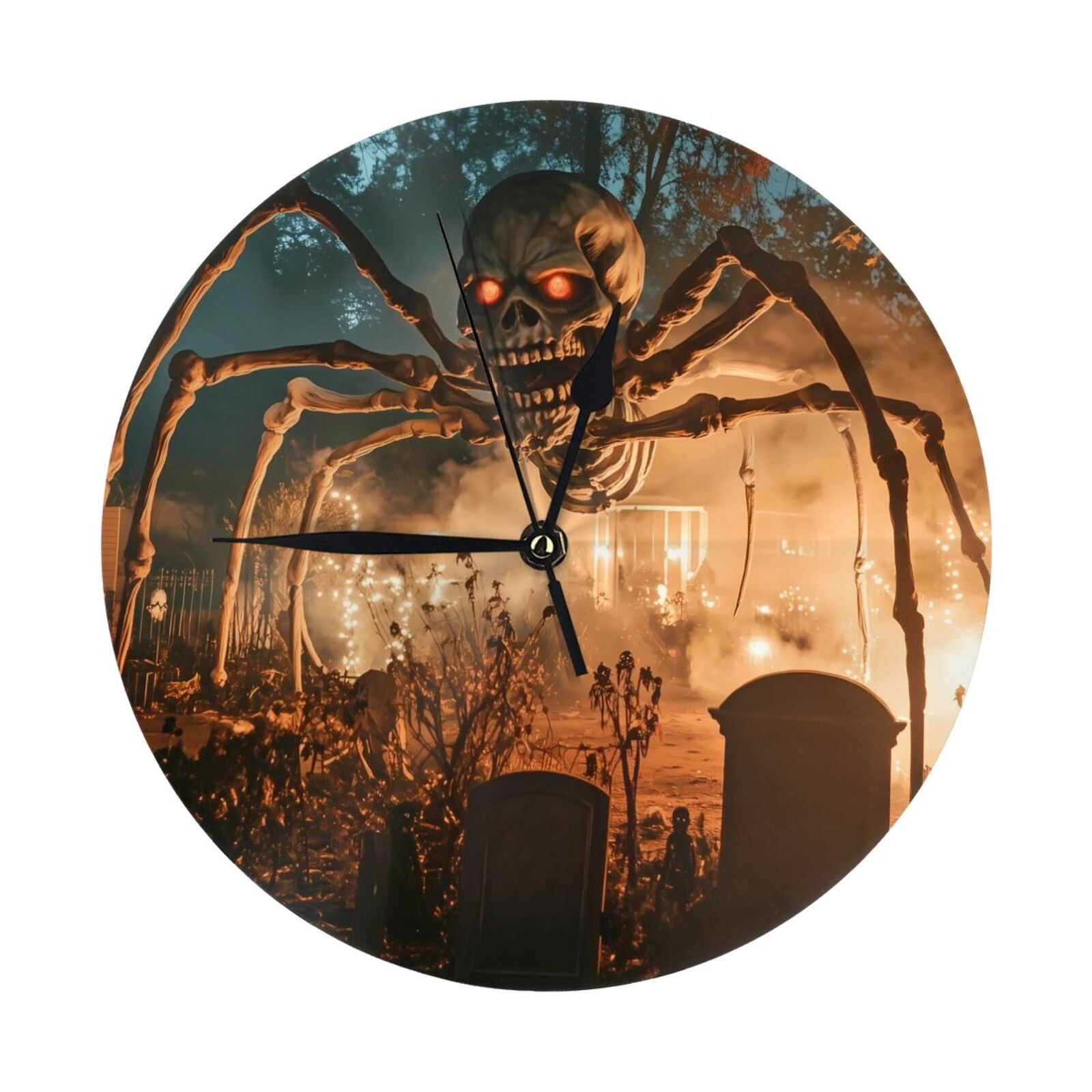 Wall Clock, Halloween Spider Skull Monster A Wall Clocks Battery ...