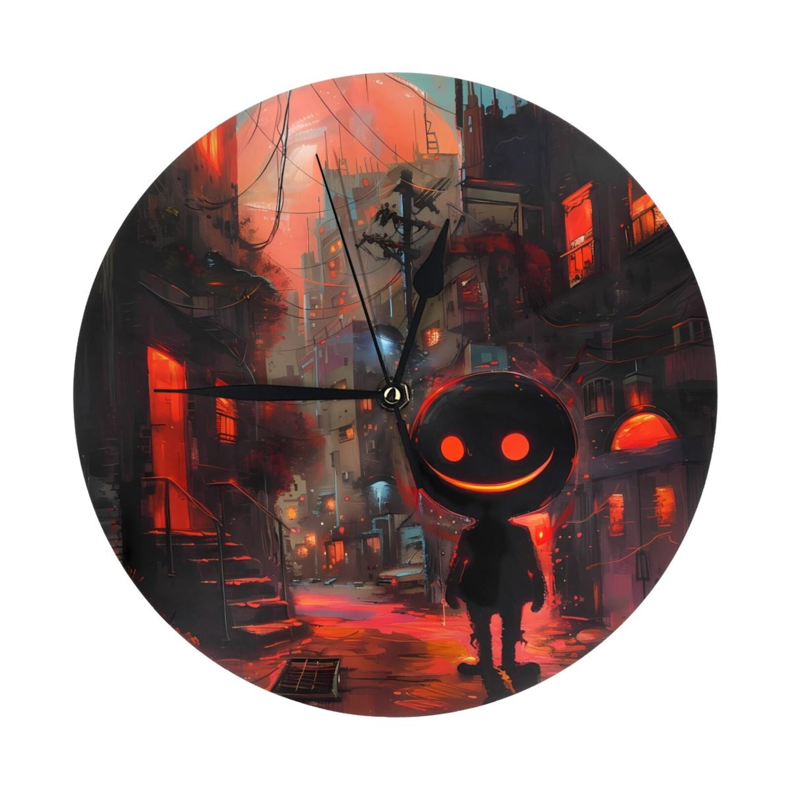 Wall Clock, Halloween Sunset Ghost Wall Clocks Battery Operated Silent ...