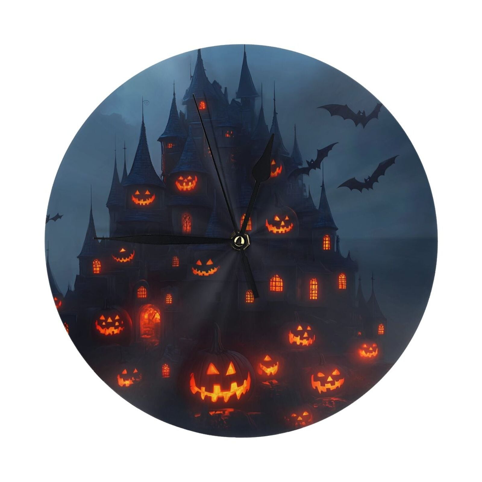 Wall Clock, Halloween Vintage Pumpkin Castle A Wall Clocks Battery ...