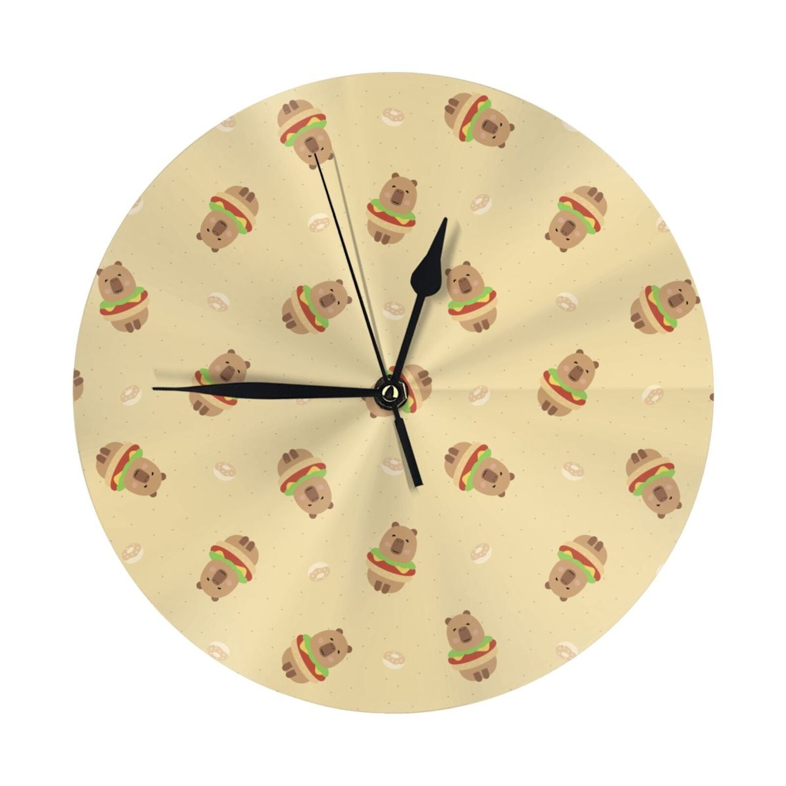 Wall Clock Hamburger Capybara Wall Clocks Battery Operated, Modern Wall ...