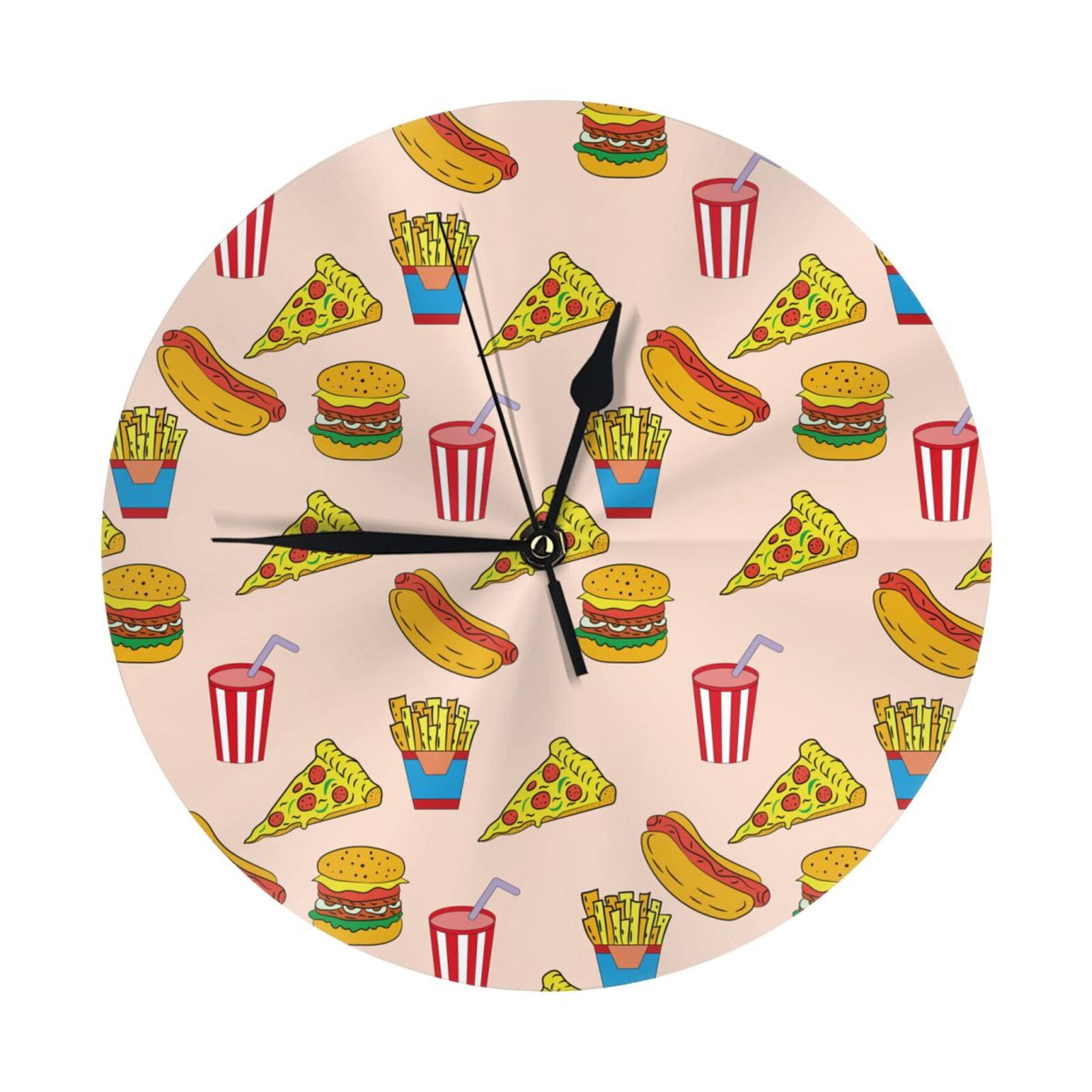 Wall Clock Hamburger Pizza Coke Wall Clocks Battery Operated, Modern ...