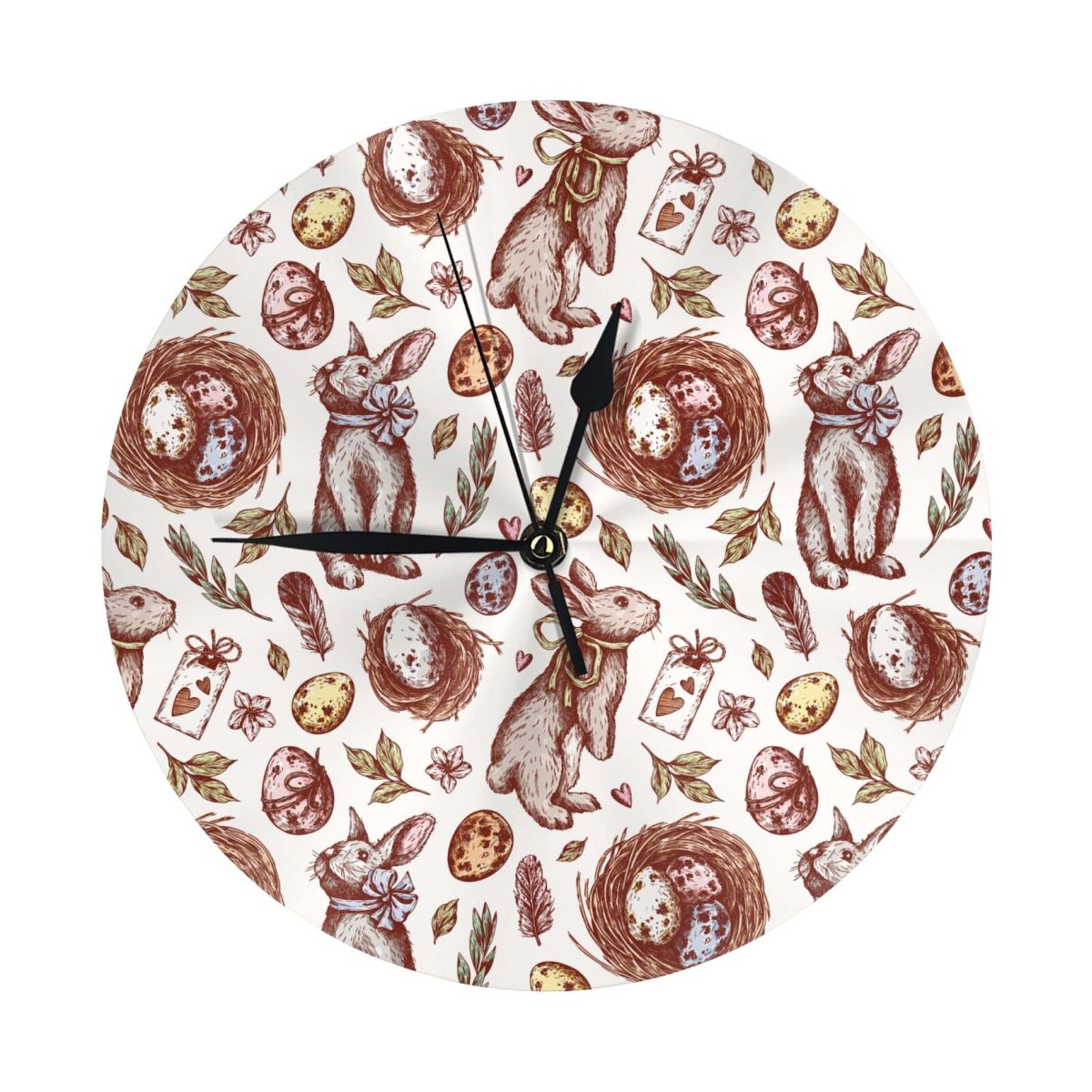 Wall Clock - Hand Drawn Cartoon Cute Rabbit Egg 9.8 Inch Silent Non ...