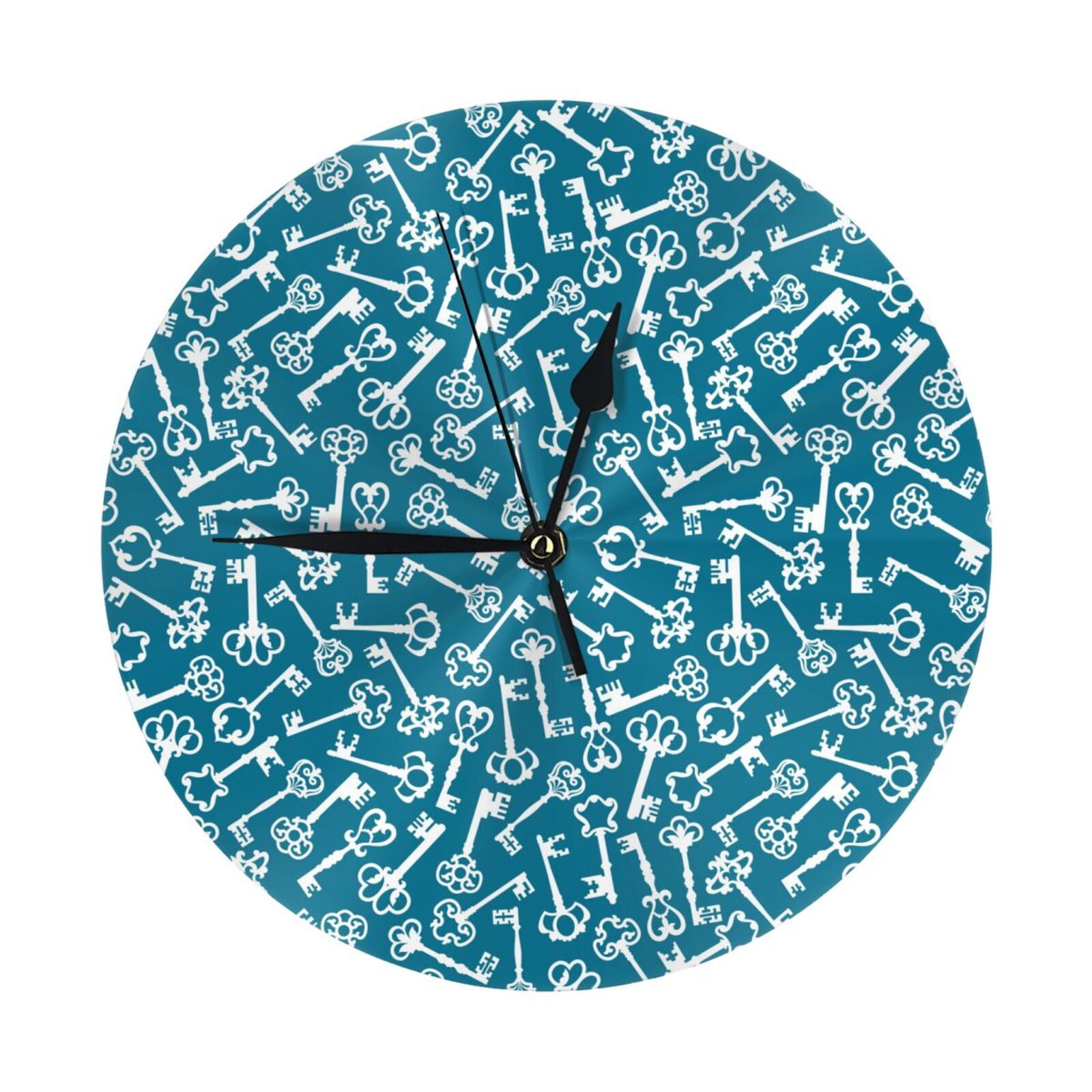 Wall Clock, Hand drawn keys Wall Clocks Battery Operated Silent Kitchen ...