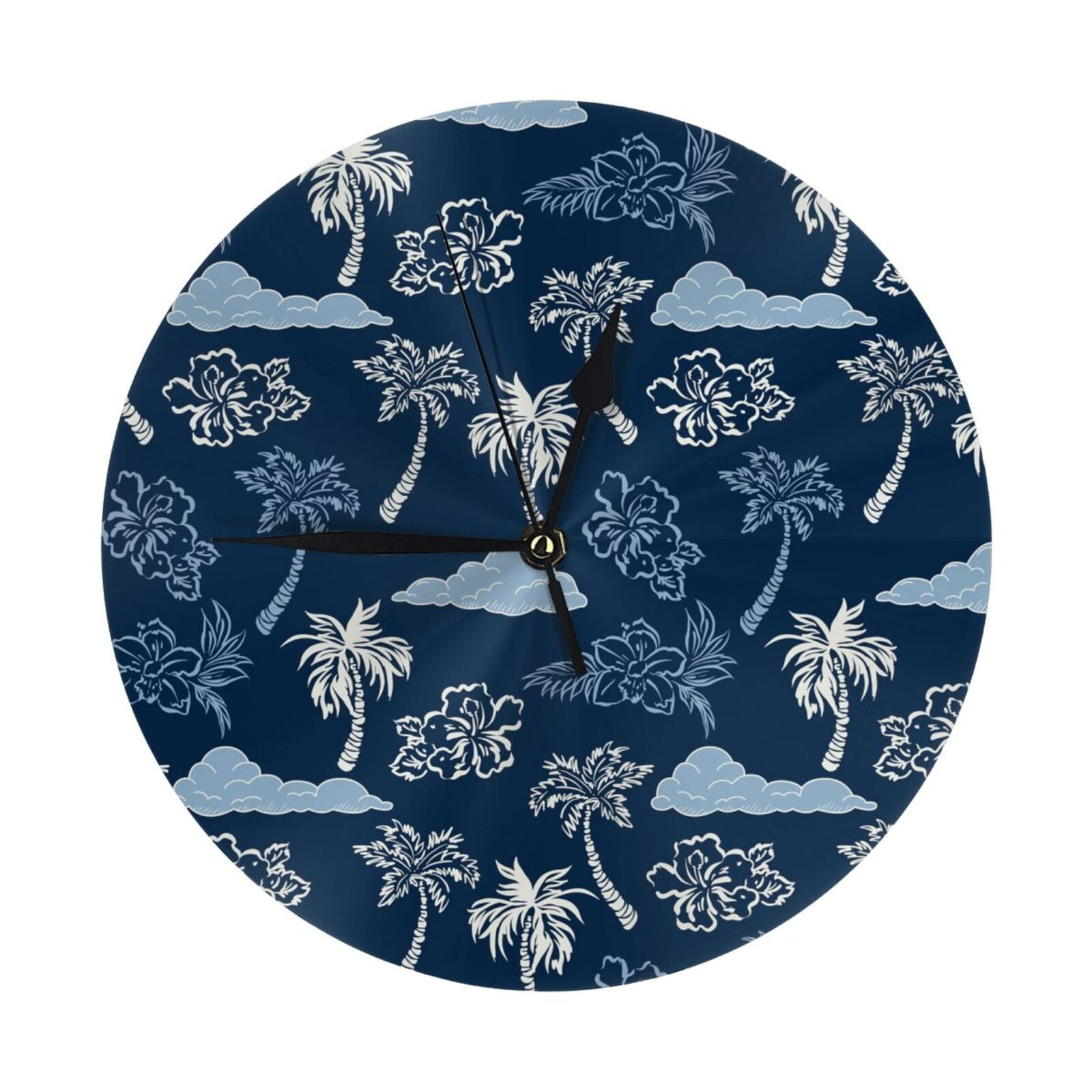 Wall Clock, Hawaiian Blue Style Wall Clocks Battery Operated Silent ...