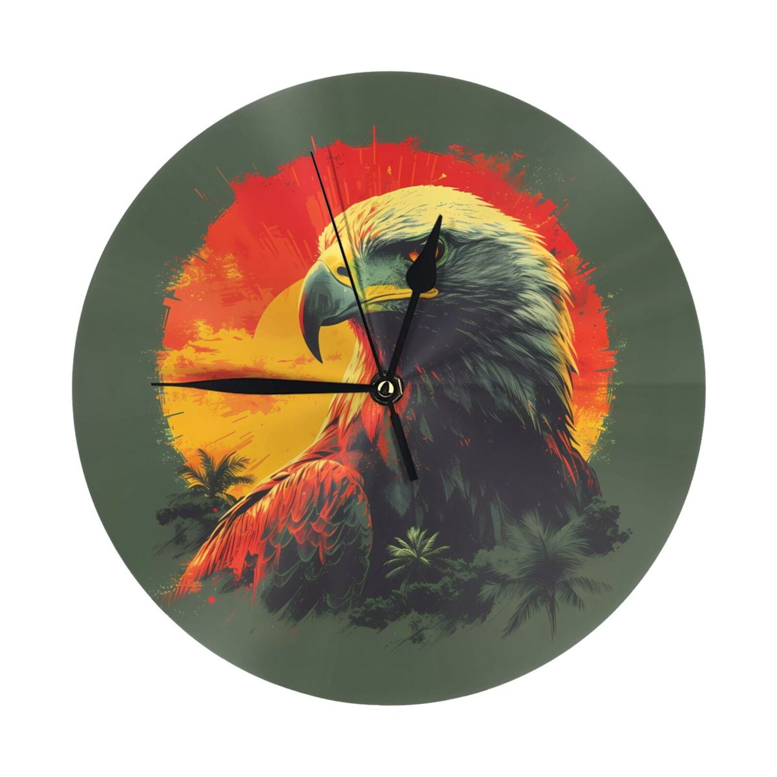 Wall Clock, Hawaiian Style Bald Eagle Wall Clocks Battery Operated ...