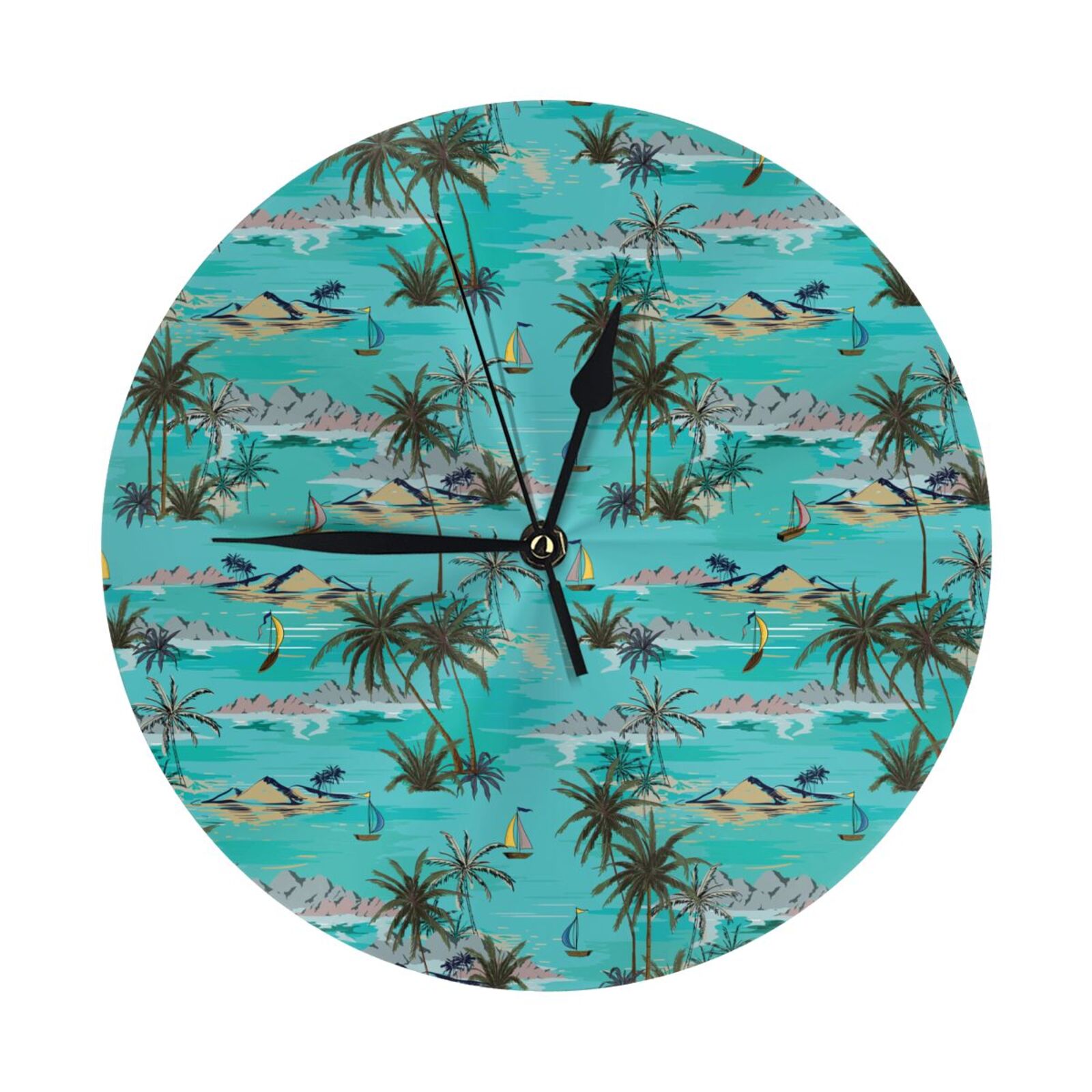 Wall Clock, Hawaiian Style Blue Wall Clocks Battery Operated Silent ...
