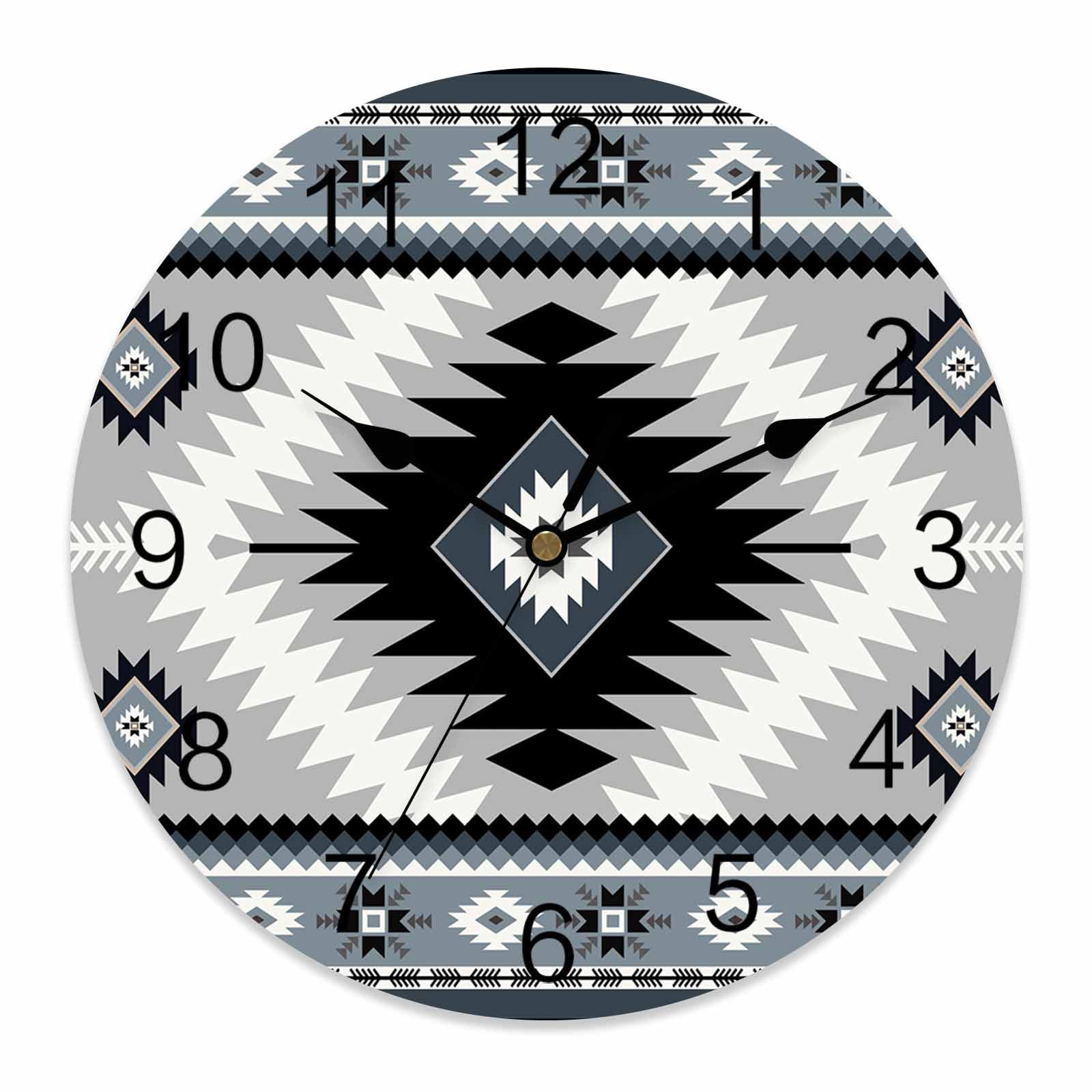 Wall Clock Haze Blue Bohemian Clocks PVC Silent Non-Ticking Battery ...