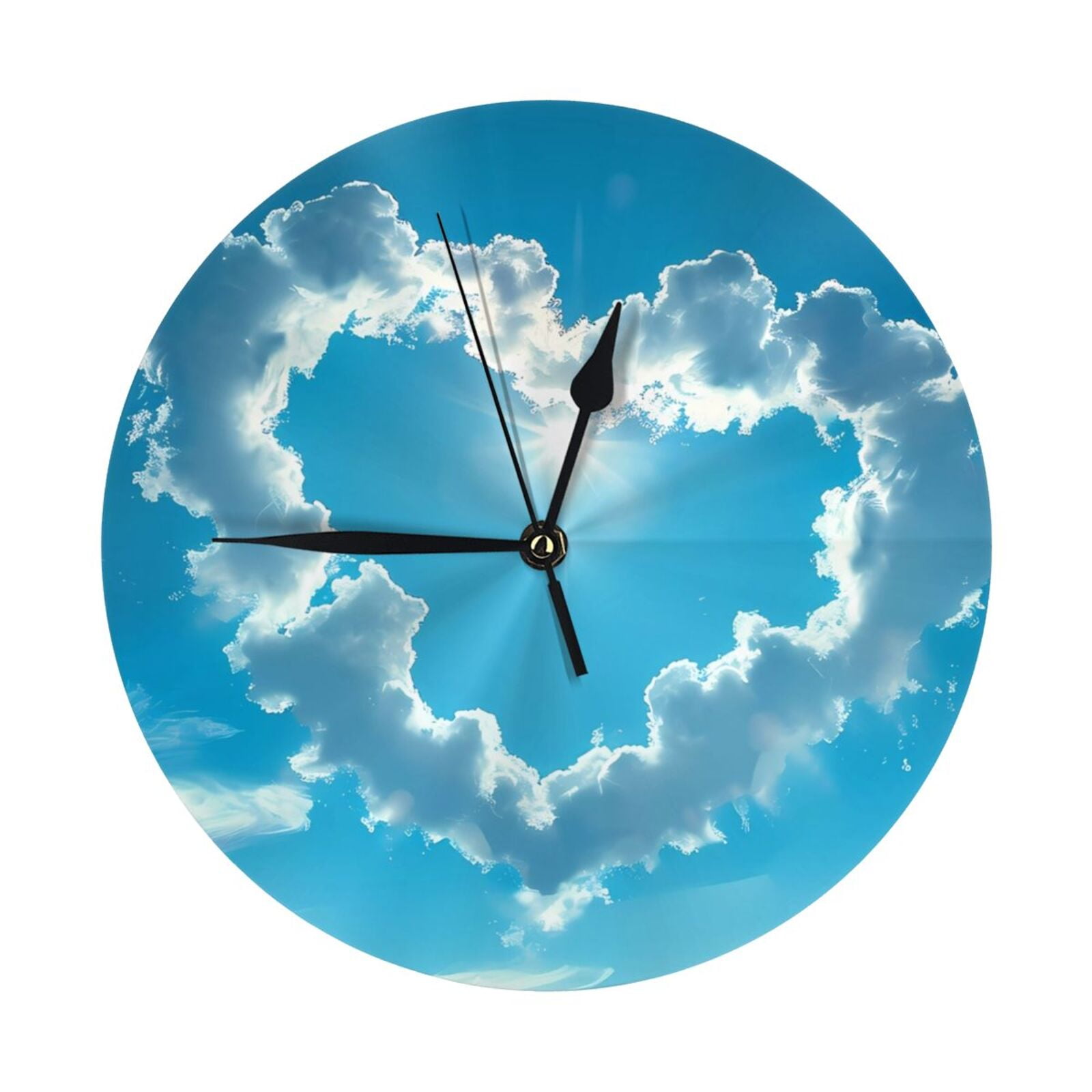 Wall Clock, Heart Shaped Cloud Wall Clocks Battery Operated Silent ...